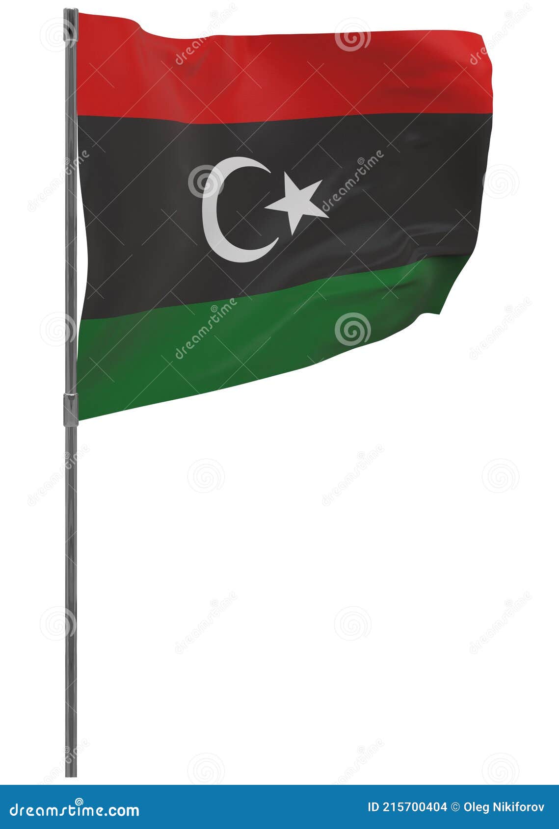 Libya Flag on Pole Isolated Stock Illustration - Illustration of libyan ...