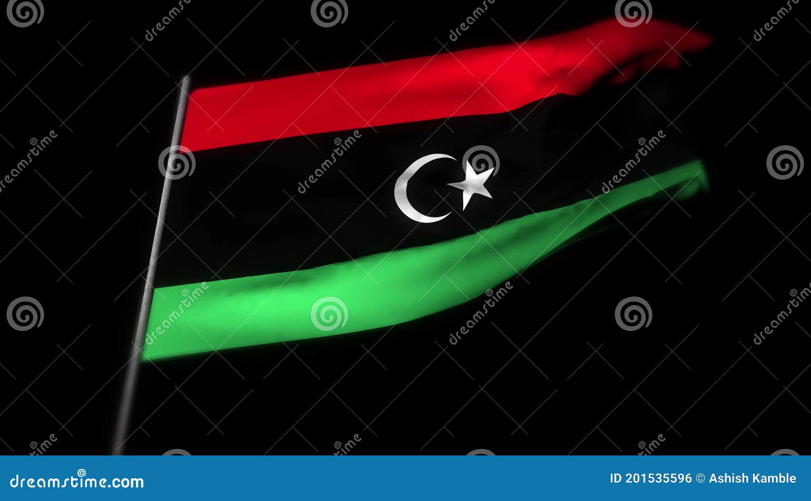 Libya Flag , Realistic 3D Animation of Waving Flag.Libya Flag Waving in ...