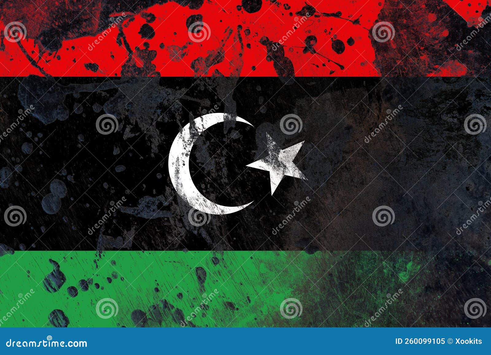 Libya Flag on Scratched Old Grunge Texture Background Stock Image ...