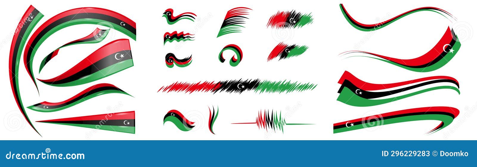 Libya Flag Set Elements, Vector Illustration Stock Vector ...