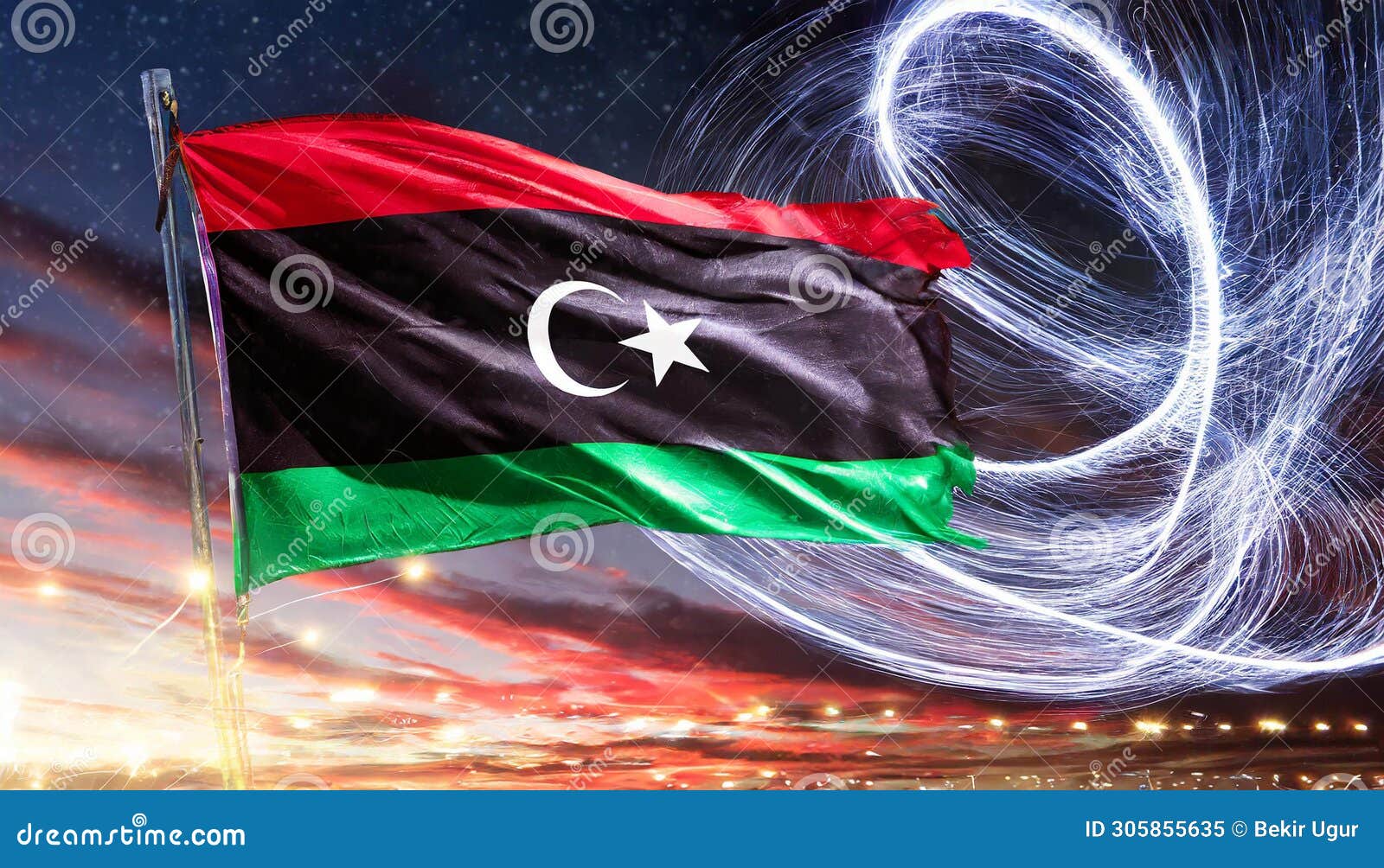 Libya Flag Waving on the Wind Stock Illustration - Illustration of ...