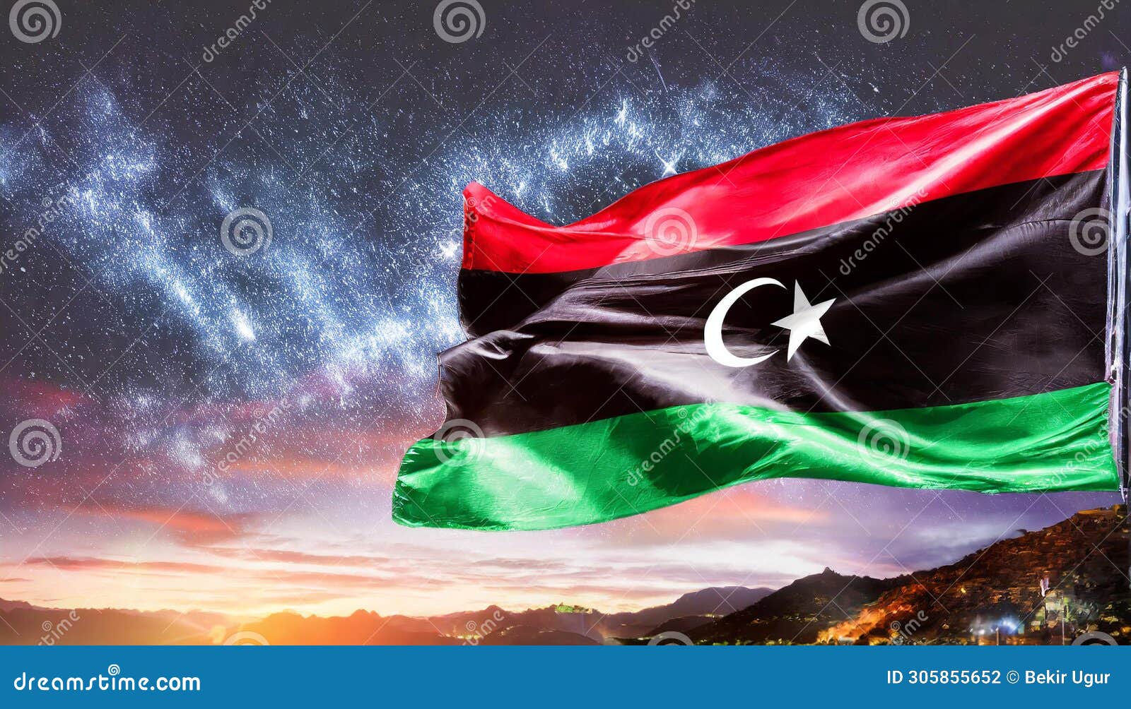 Libya Flag Waving on the Wind Stock Illustration - Illustration of ...