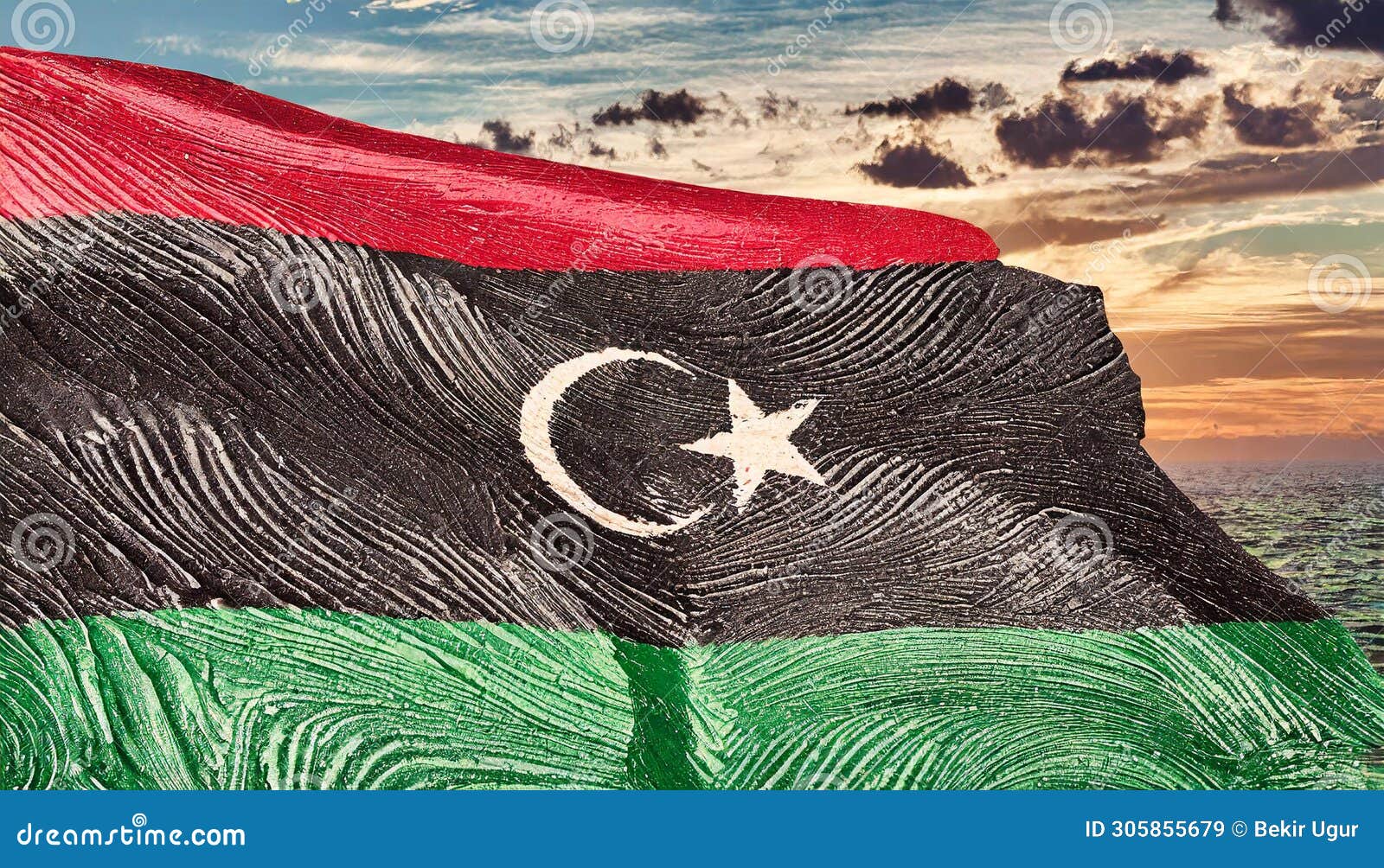 Libya Flag Waving on the Wind Stock Illustration - Illustration of silk ...