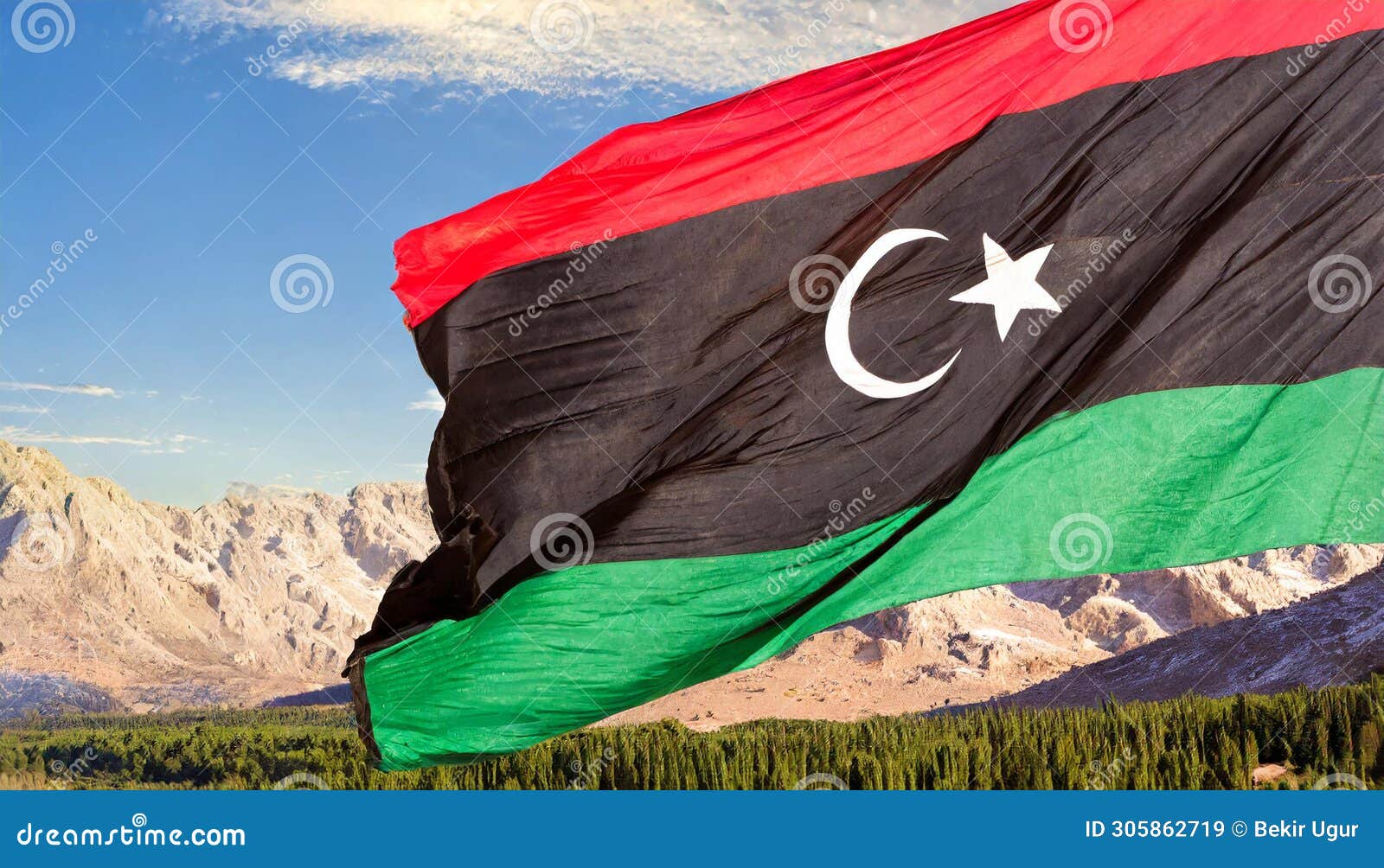 Libya Flag Waving on the Wind Stock Illustration - Illustration of ...