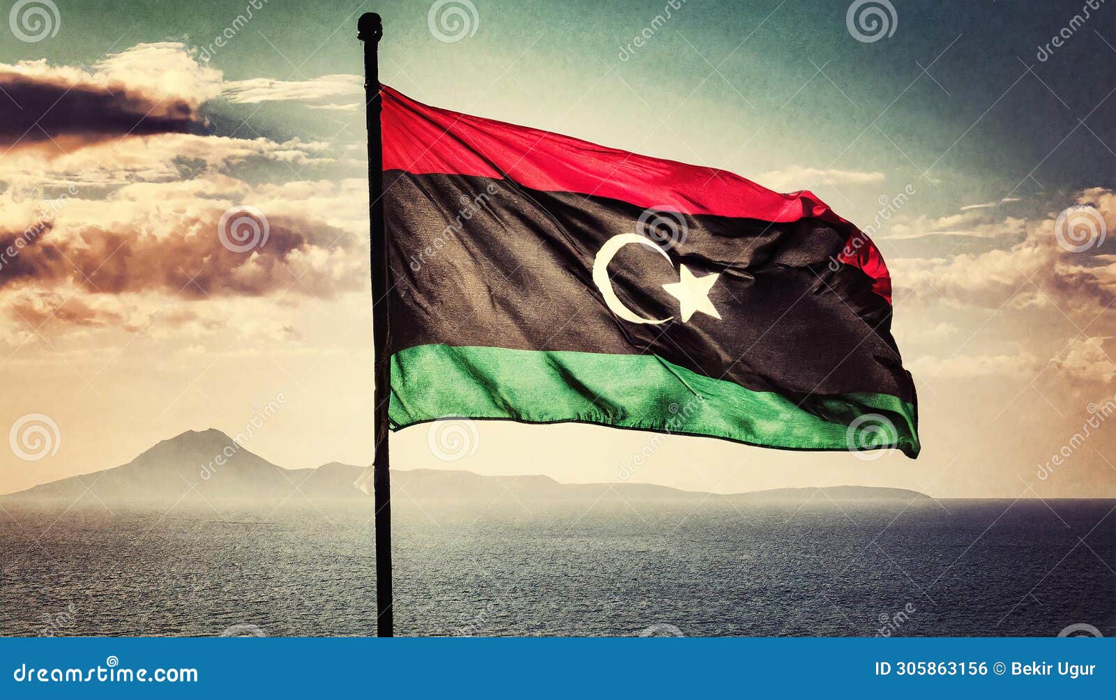Libya Flag Waving on the Wind Stock Illustration - Illustration of ...