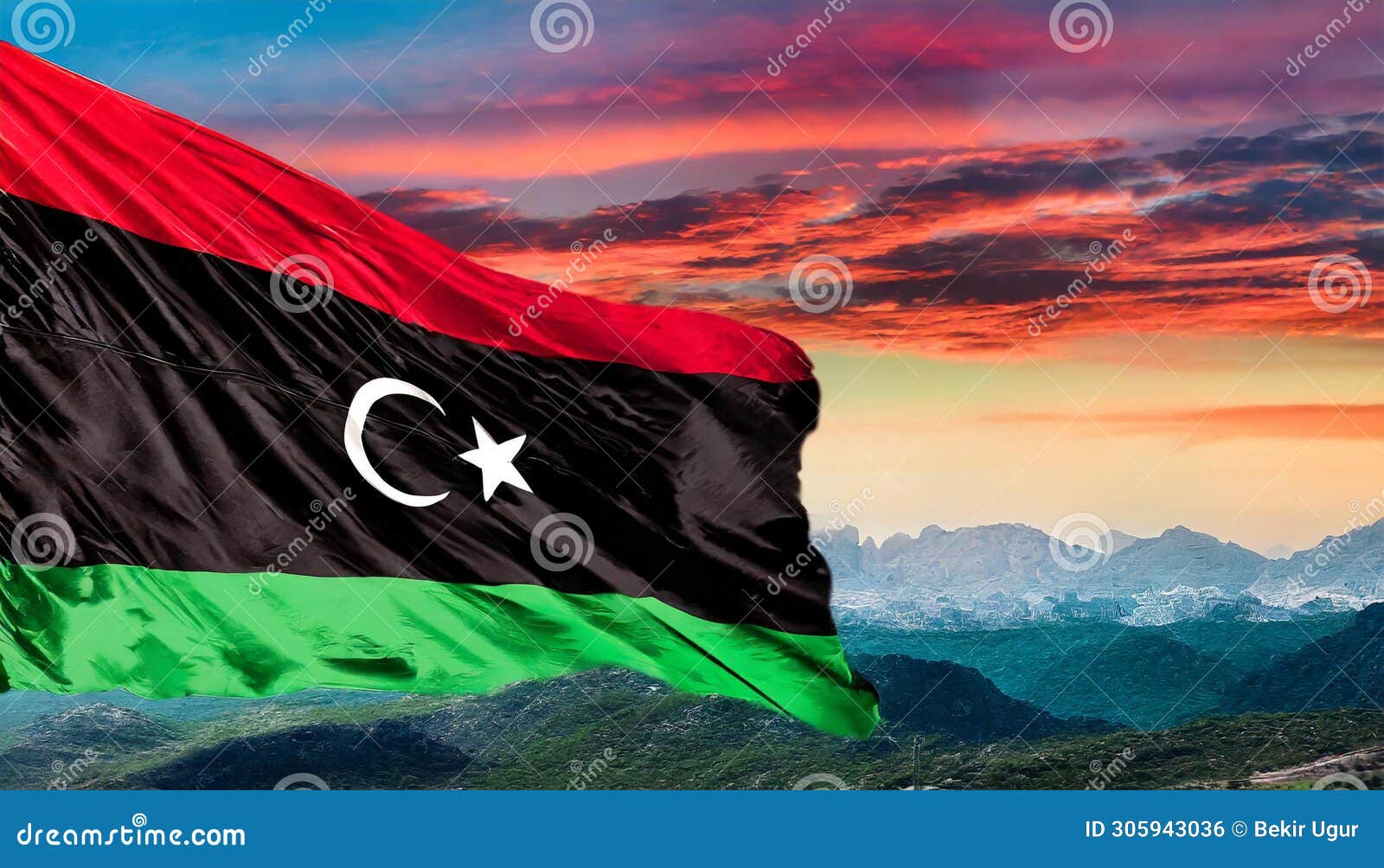 Libya Flag Waving on the Wind Stock Illustration - Illustration of ...