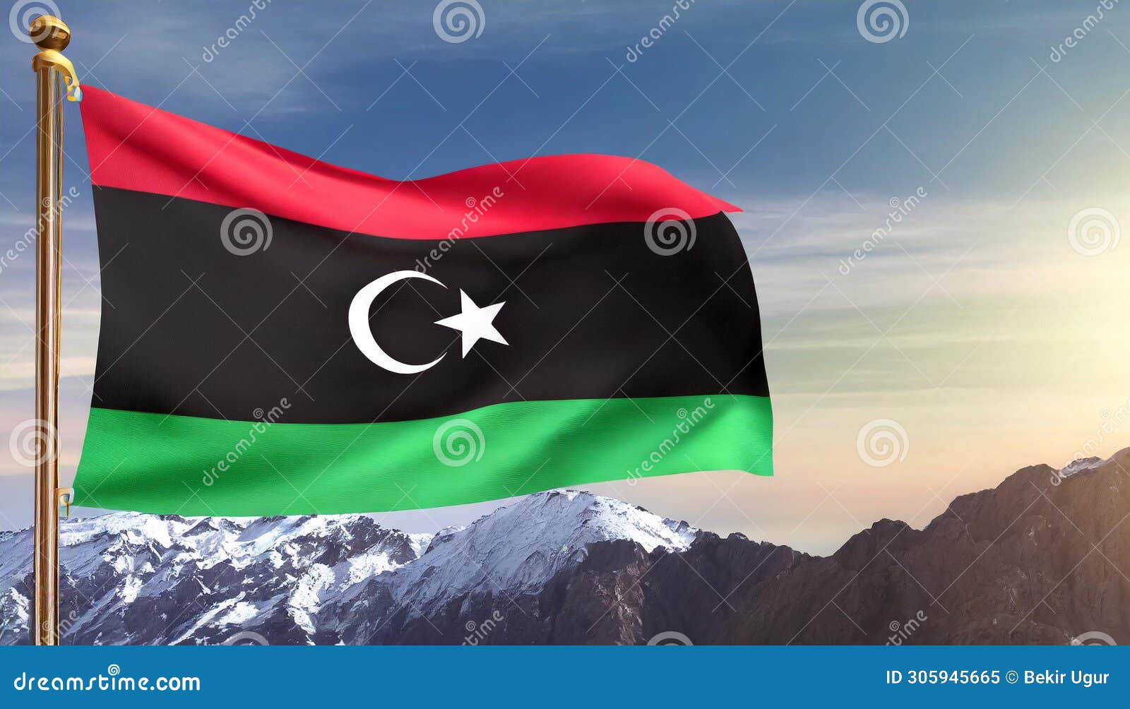 Libya Flag Waving on the Wind Stock Illustration - Illustration of ...