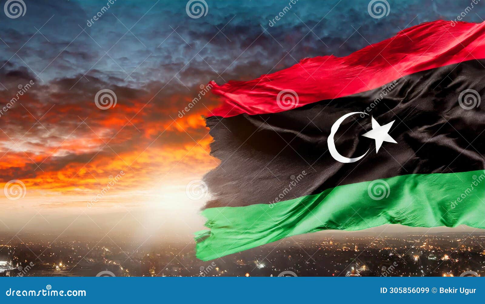 Libya Flag Waving on the Wind Stock Illustration - Illustration of ...