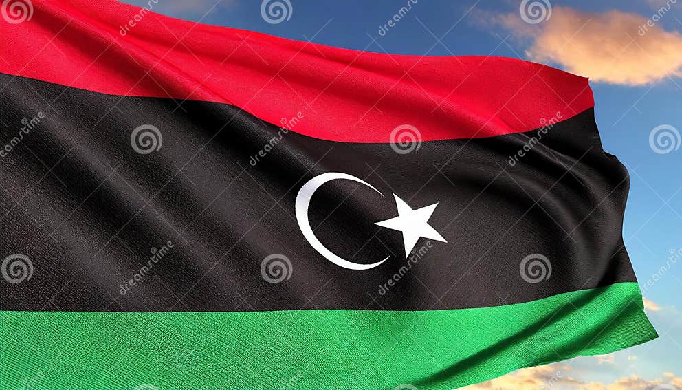 Libya Flag Waving on the Wind Stock Illustration - Illustration of ...