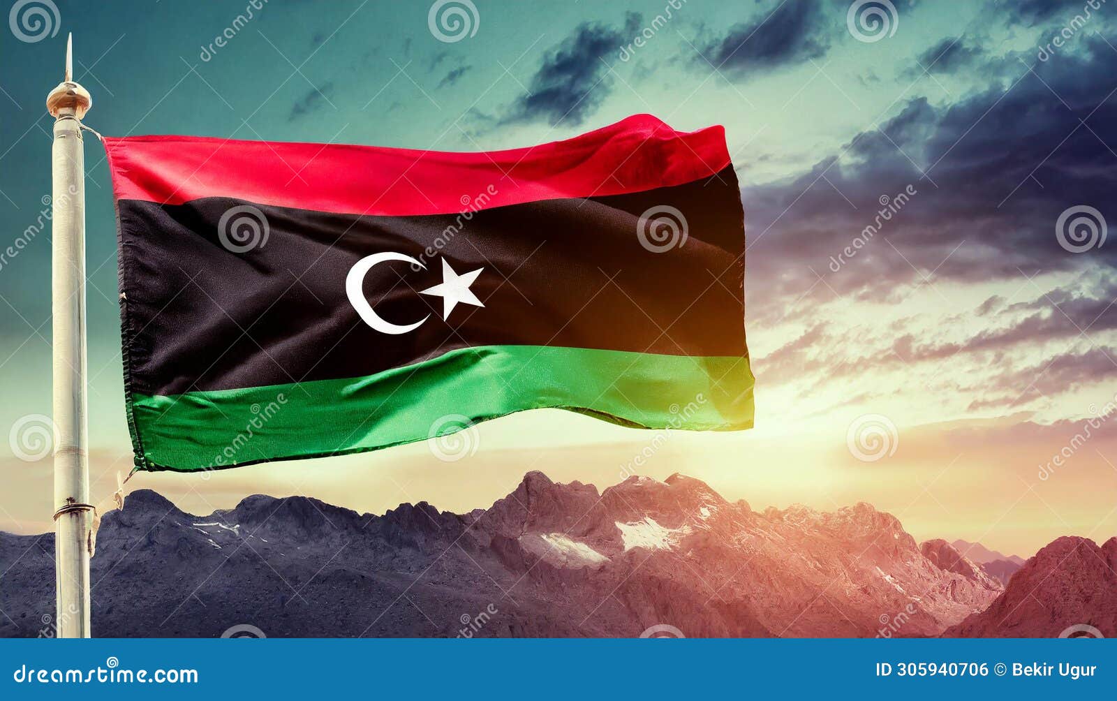 Libya Flag Waving on the Wind Stock Illustration - Illustration of ...
