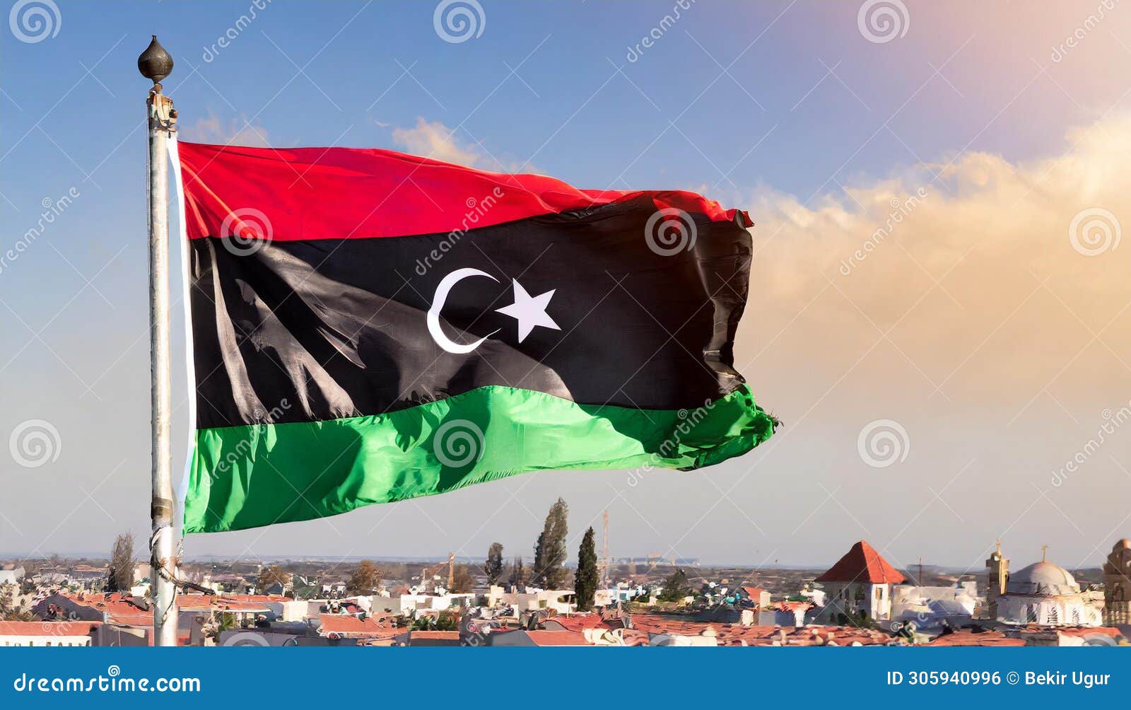 Libya Flag Waving on the Wind Stock Illustration - Illustration of sign ...