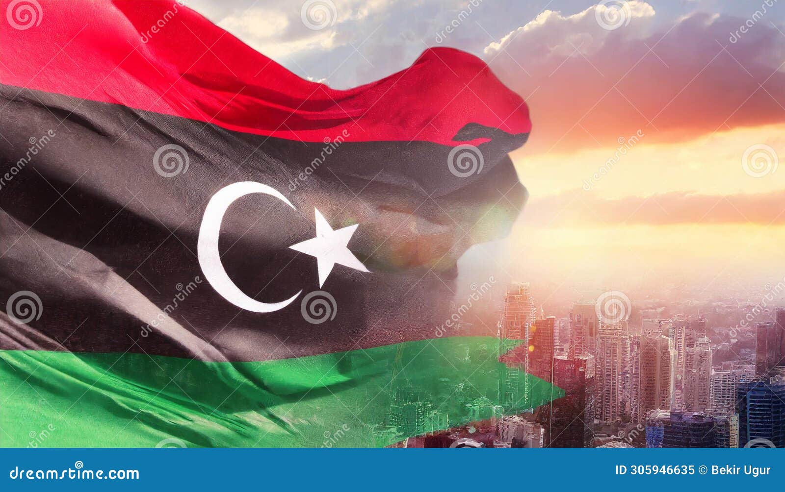 Libya Flag Waving on the Wind Stock Illustration - Illustration of ...
