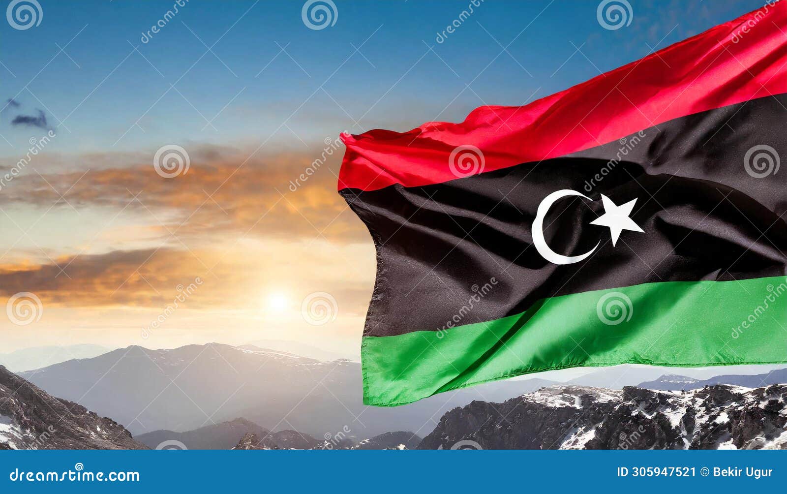 Libya Flag Waving on the Wind Stock Illustration - Illustration of ...