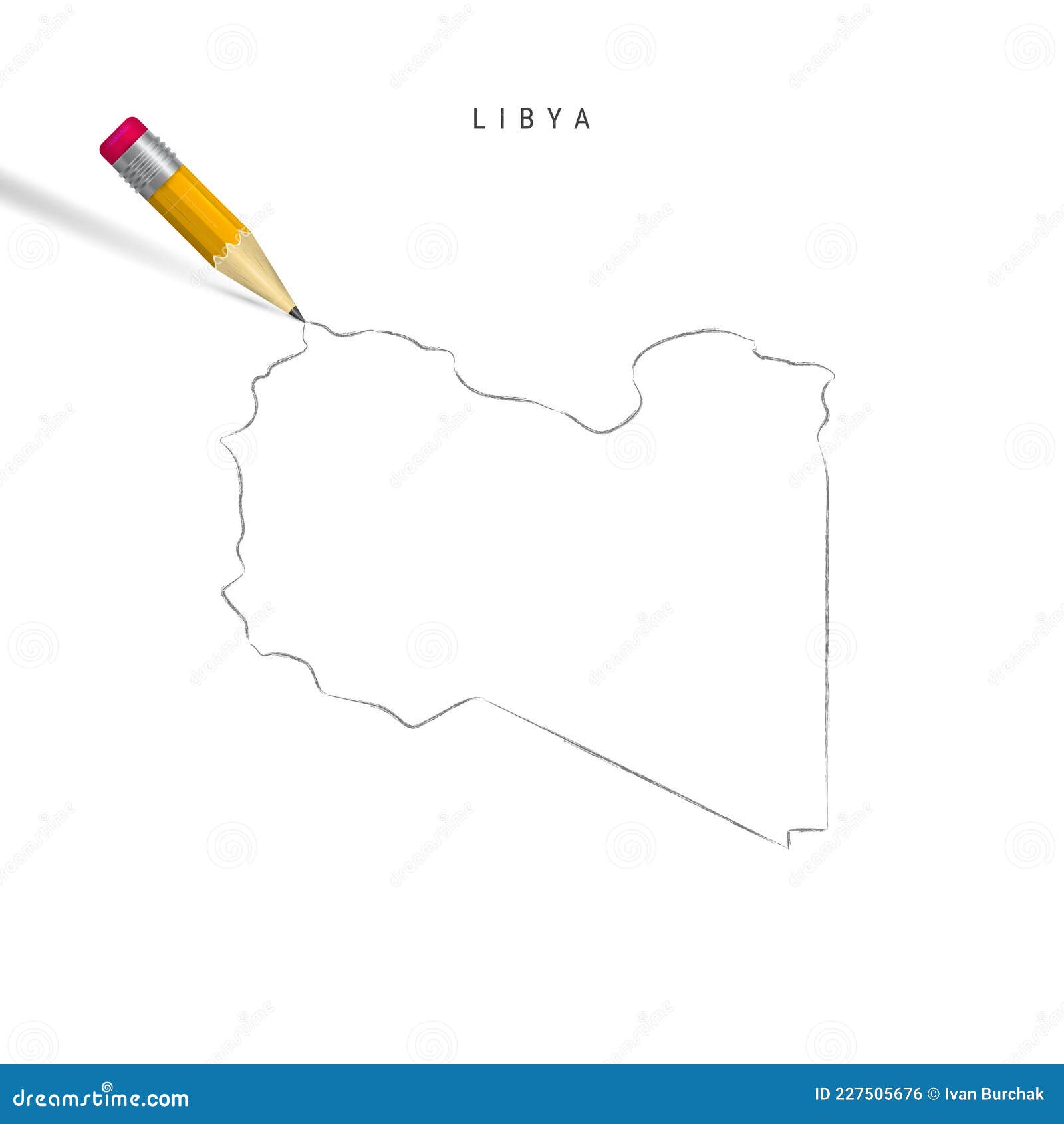 Libya Freehand Pencil Sketch Outline Vector Map Isolated on White ...