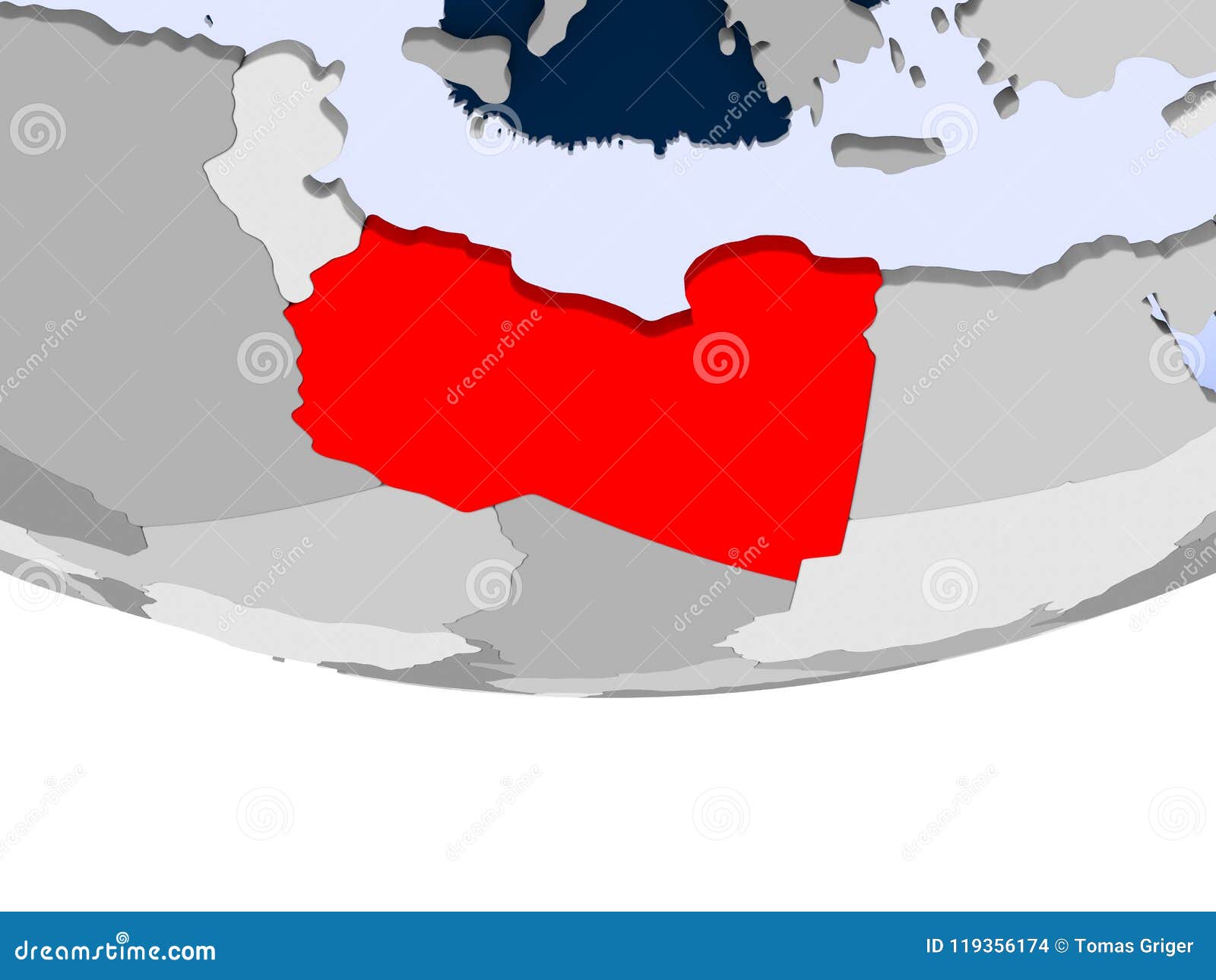 Libya on globe stock illustration. Illustration of political - 119356174