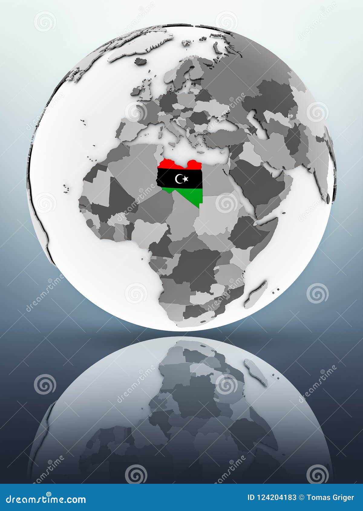 Libya on globe stock illustration. Illustration of world - 124204183