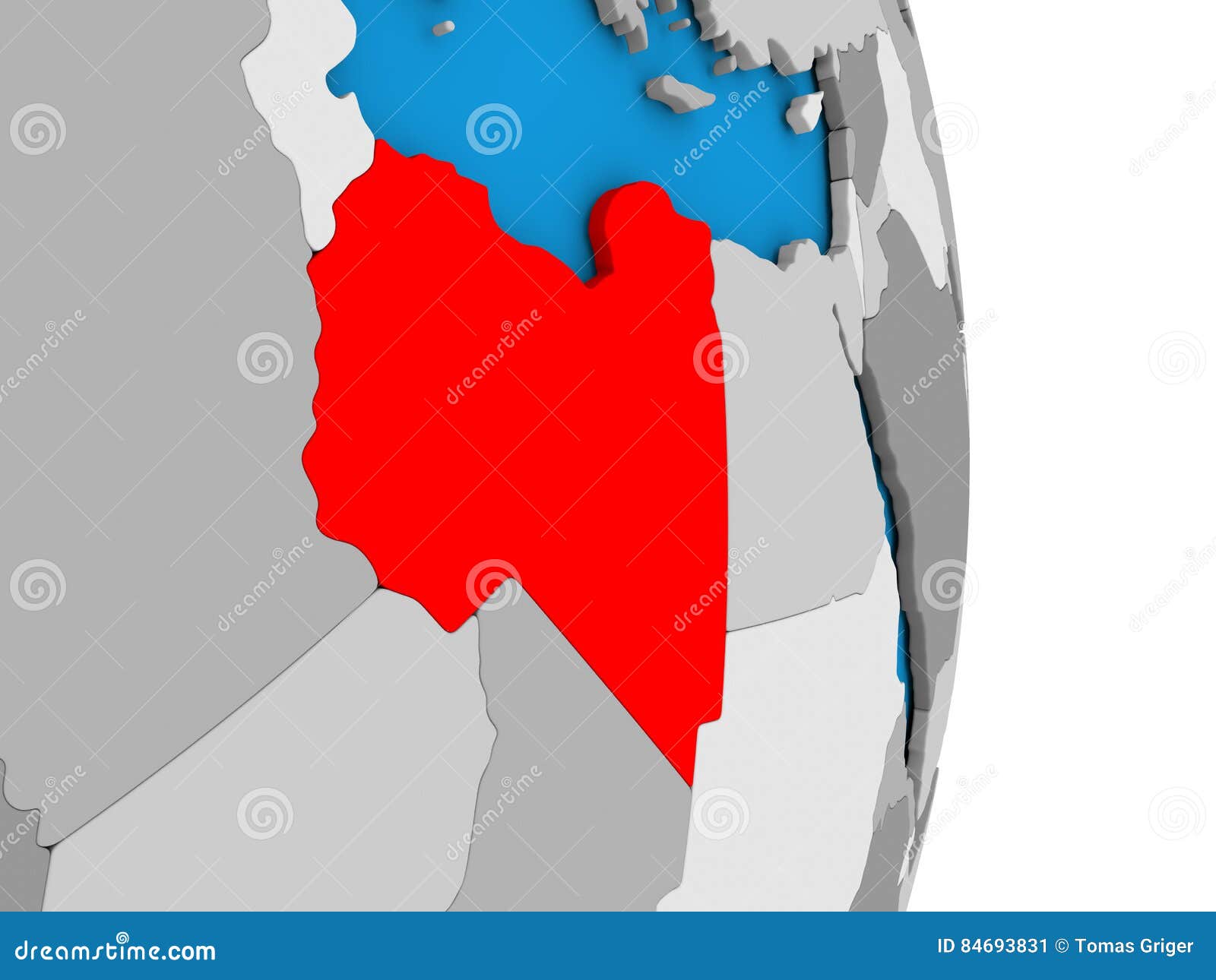 Libya on globe stock illustration. Illustration of countries - 84693831