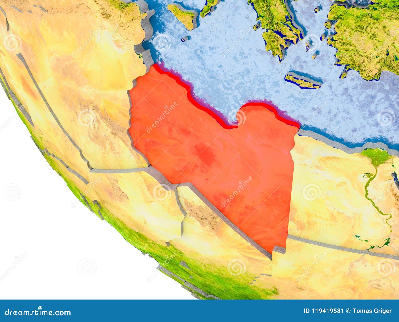 Libya on globe stock illustration. Illustration of africa - 119419581