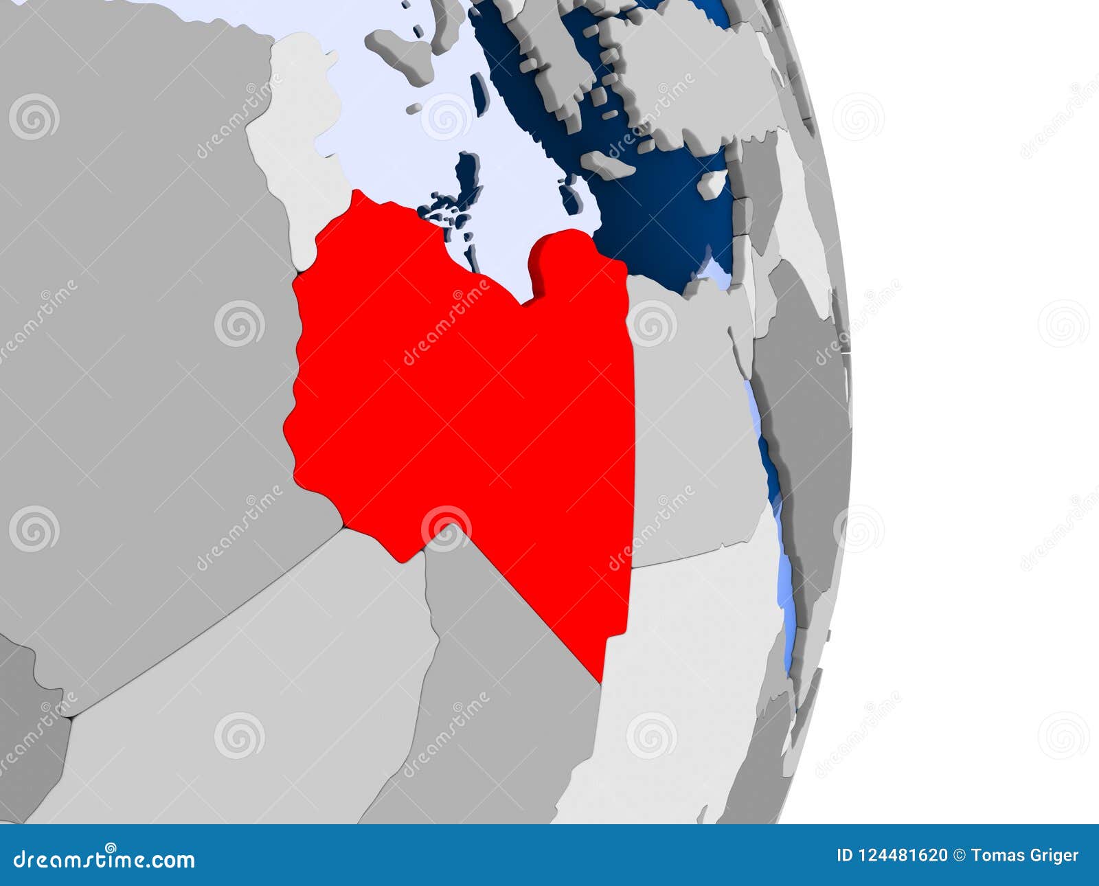 Libya on globe stock illustration. Illustration of libya - 124481620