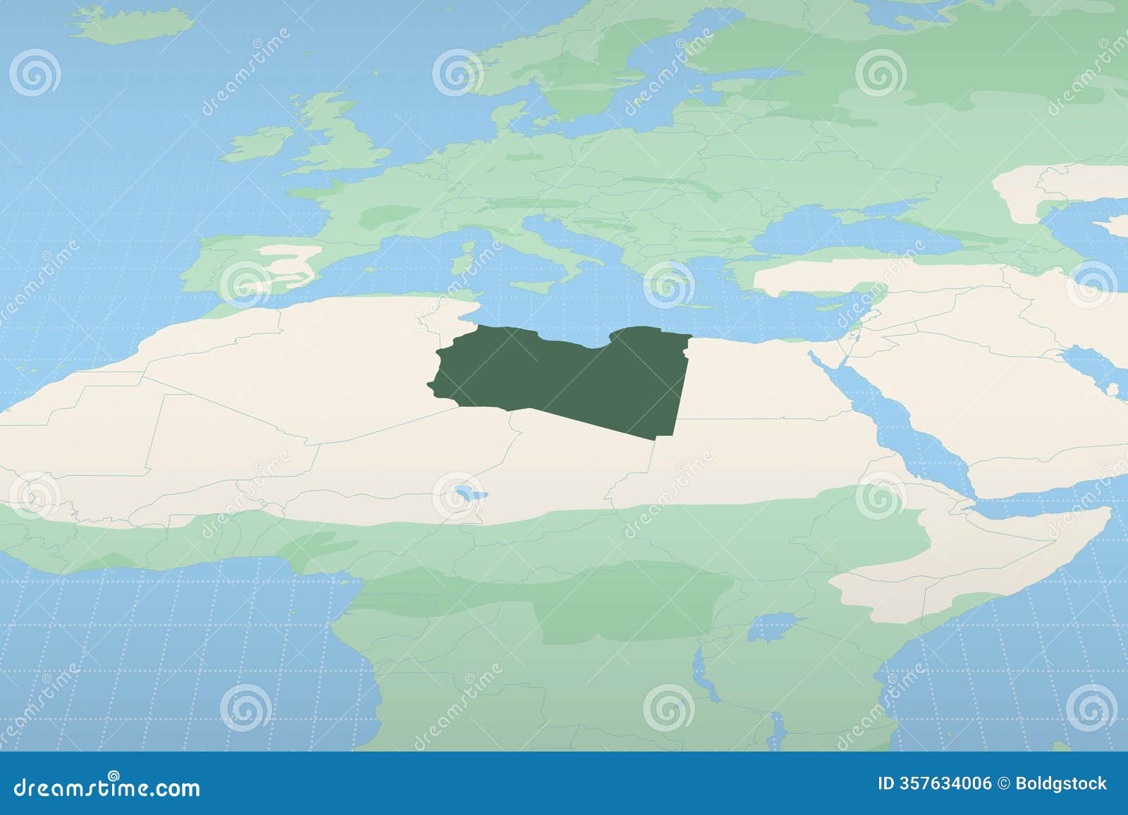 Libya Highlighted on a Detailed Map, Geographic Location of Libya Stock ...