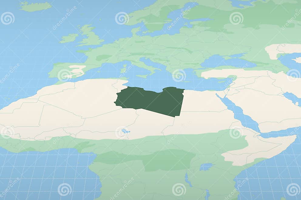 Libya Highlighted on a Detailed Map, Geographic Location of Libya Stock ...