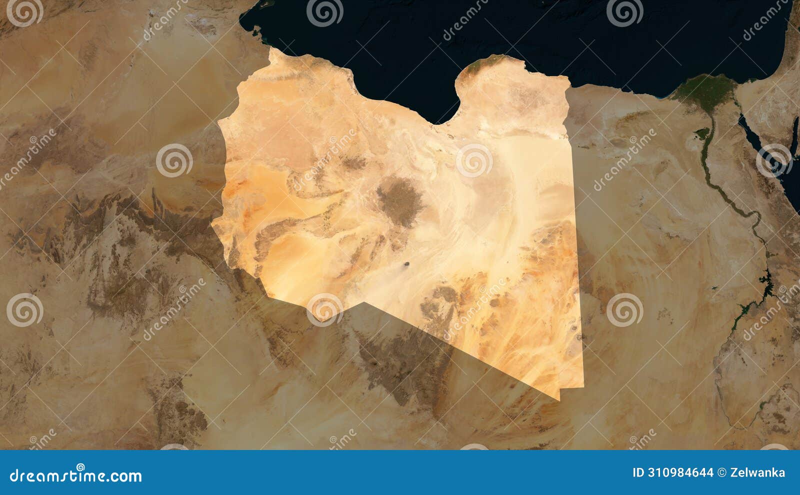 Libya Highlighted. Low-res Satellite Stock Illustration - Illustration ...