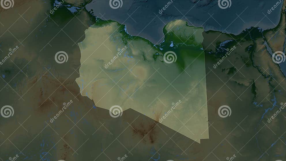 Libya Highlighted. Physical Stock Illustration - Illustration of ...