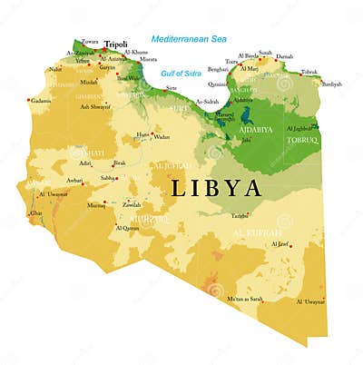Libya Highly Detailed Physical Map Stock Vector - Illustration of ...