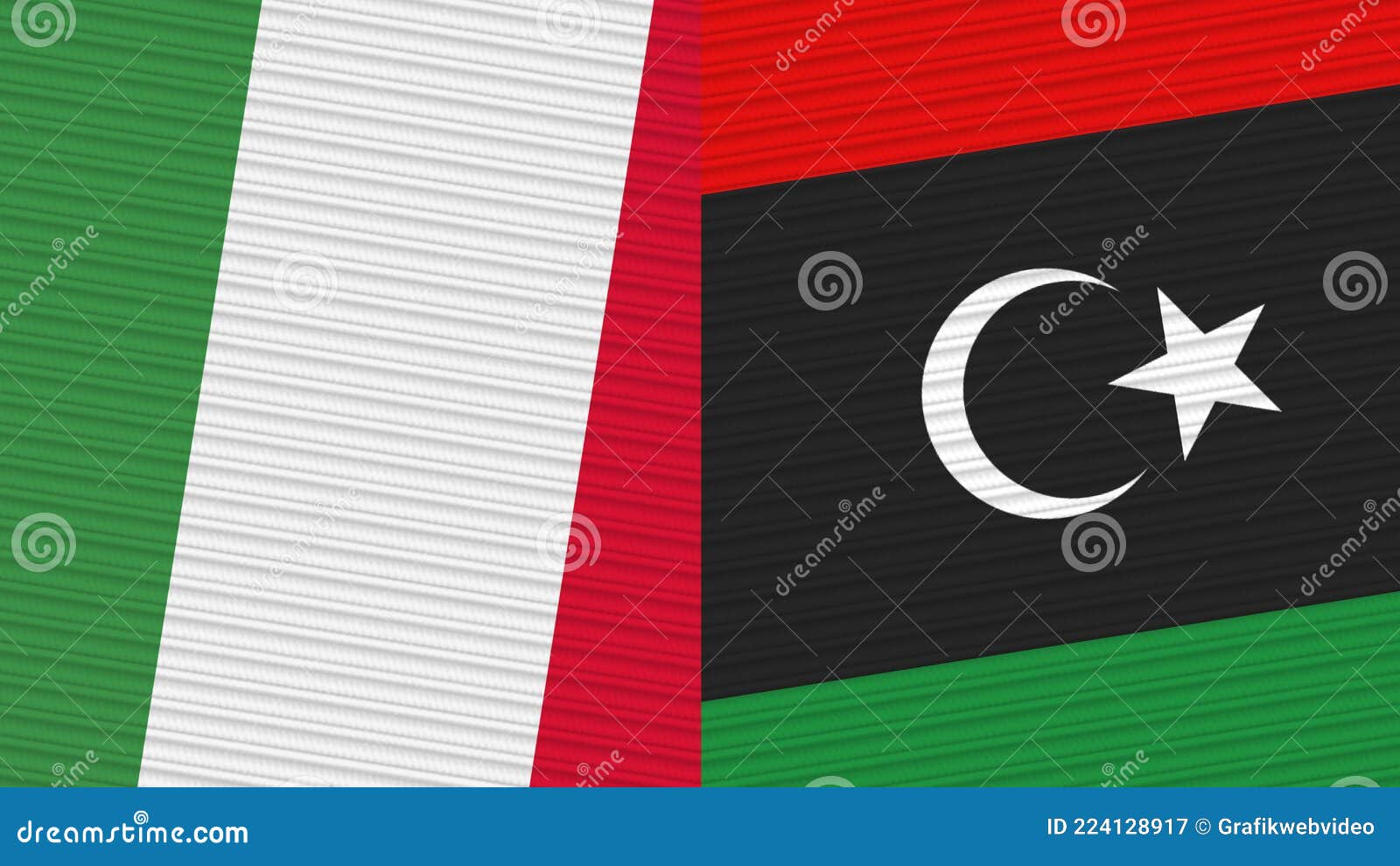 Libya and Italy Flags Together Fabric Texture Illustration Stock ...