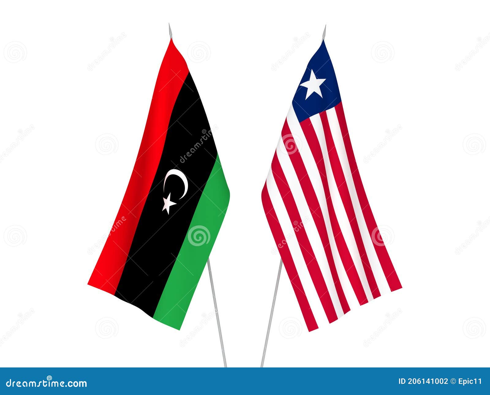 Libya and Liberia flags stock illustration. Illustration of render ...