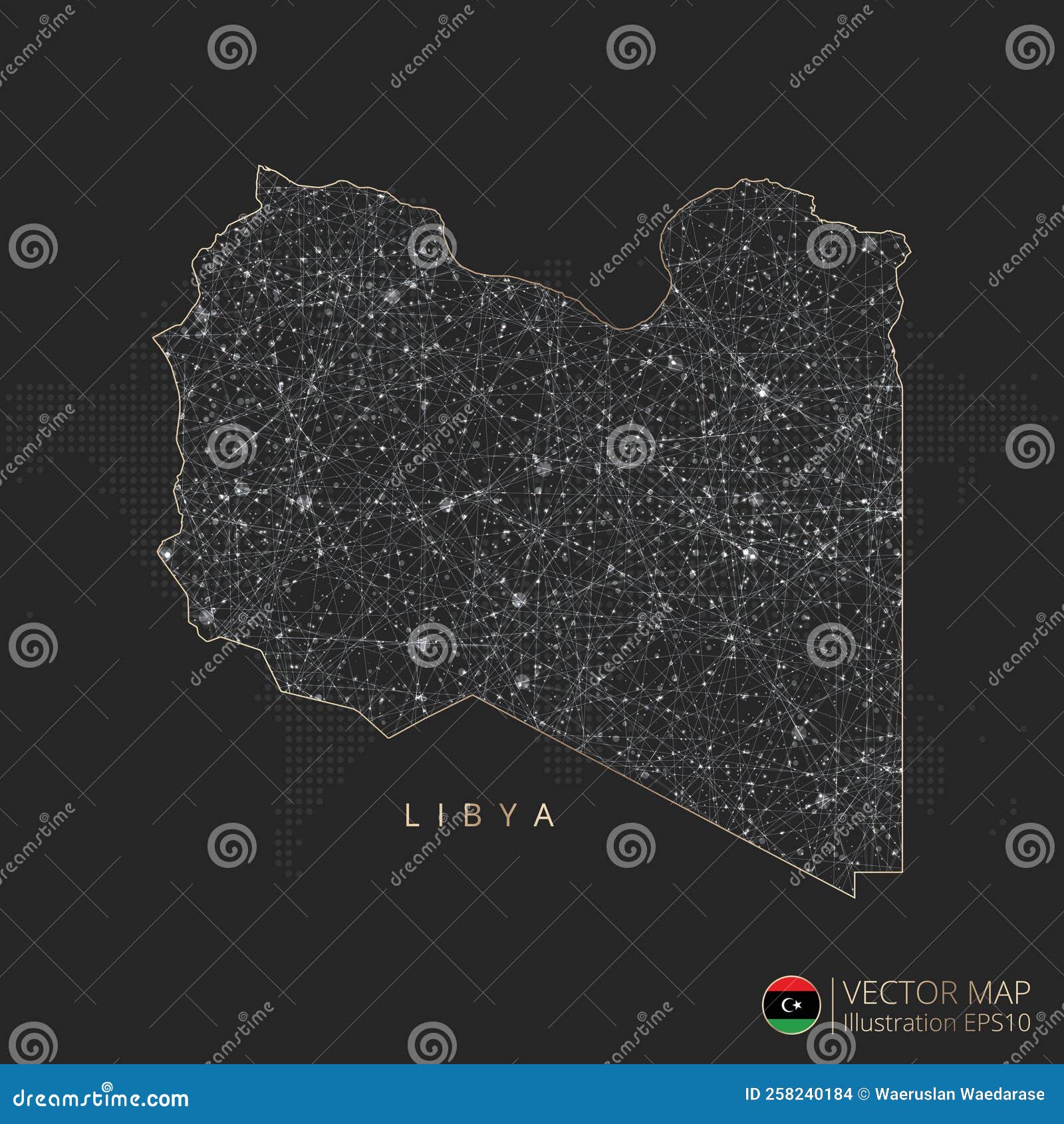 Libya Map Abstract Geometric Mesh Polygonal Light Concept Stock Vector ...