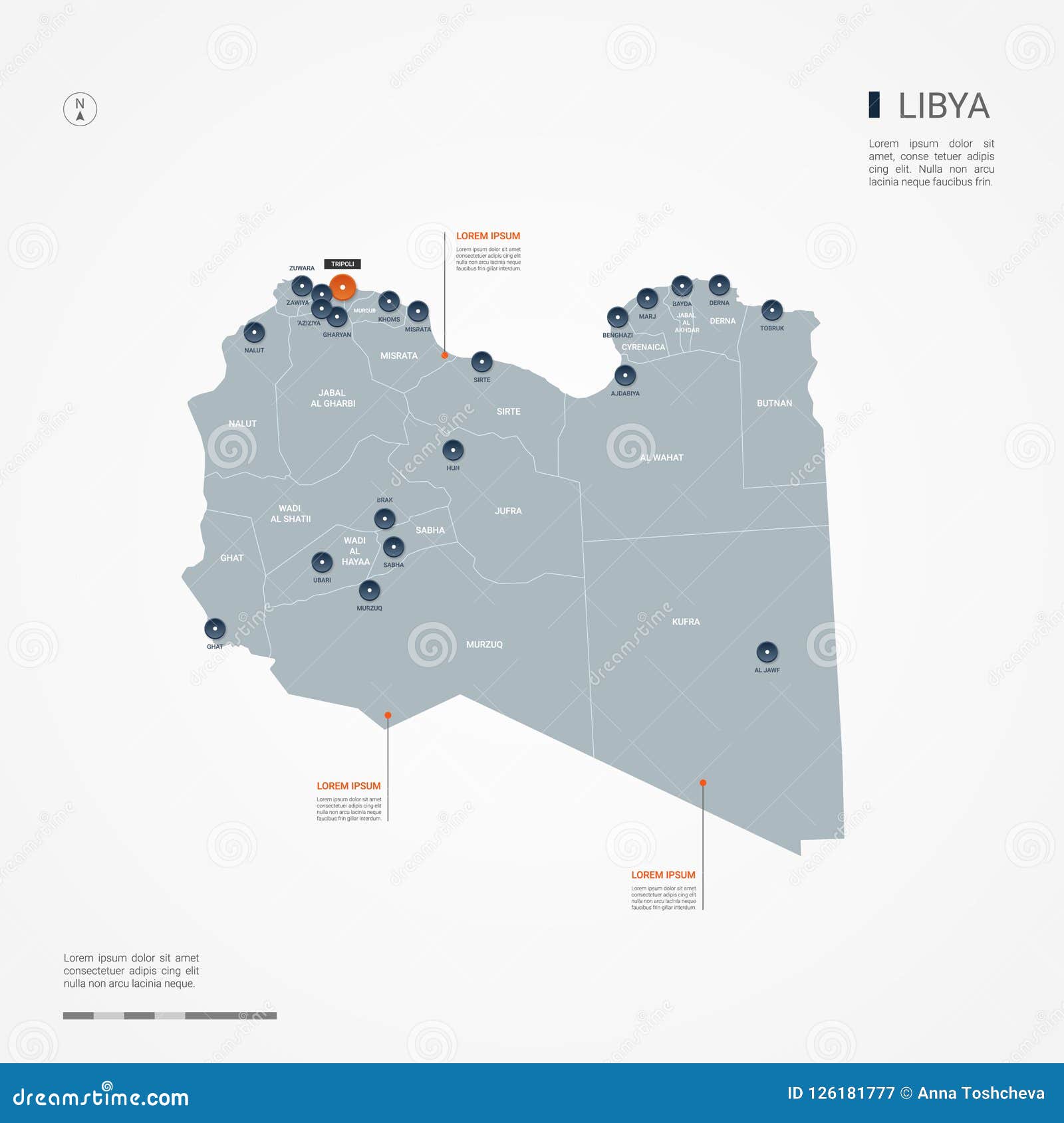Libya Infographic Map Vector Illustration. Stock Vector - Illustration ...