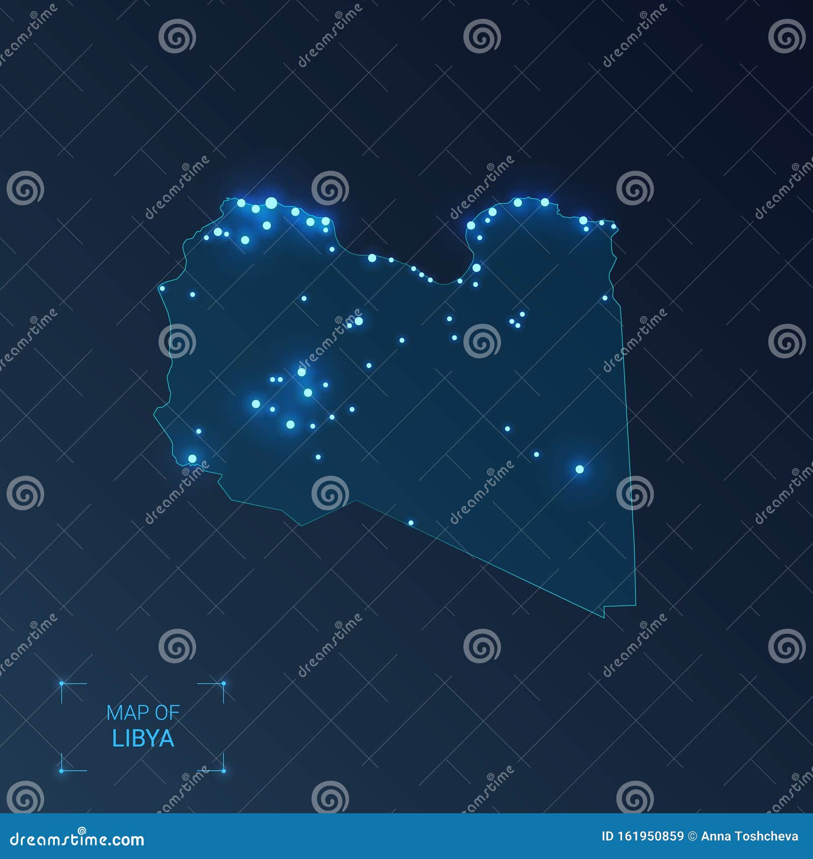Libya map with cities. stock vector. Illustration of atlas - 161950859