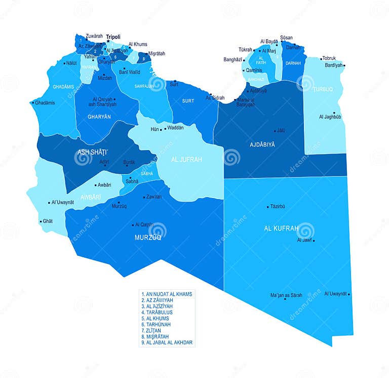 Libya Map. Cities, Regions. Vector Stock Illustration - Illustration of ...