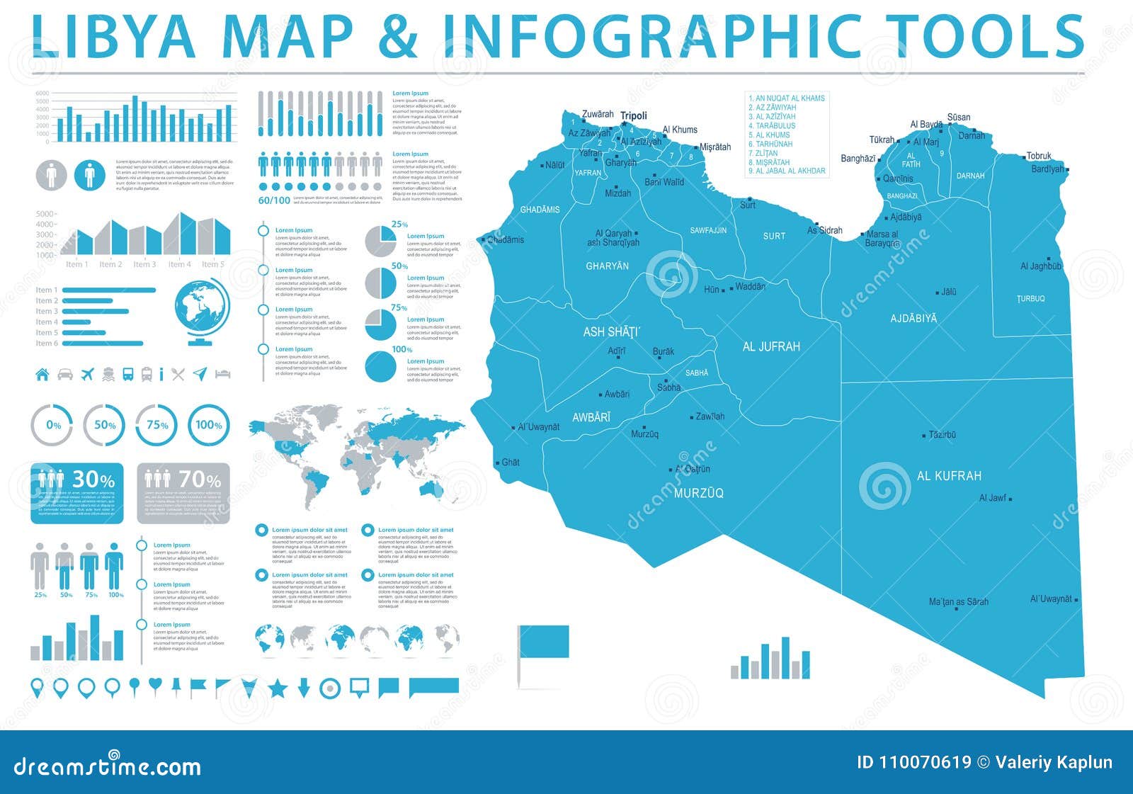 Libya Map - Info Graphic Vector Illustration Stock Illustration ...