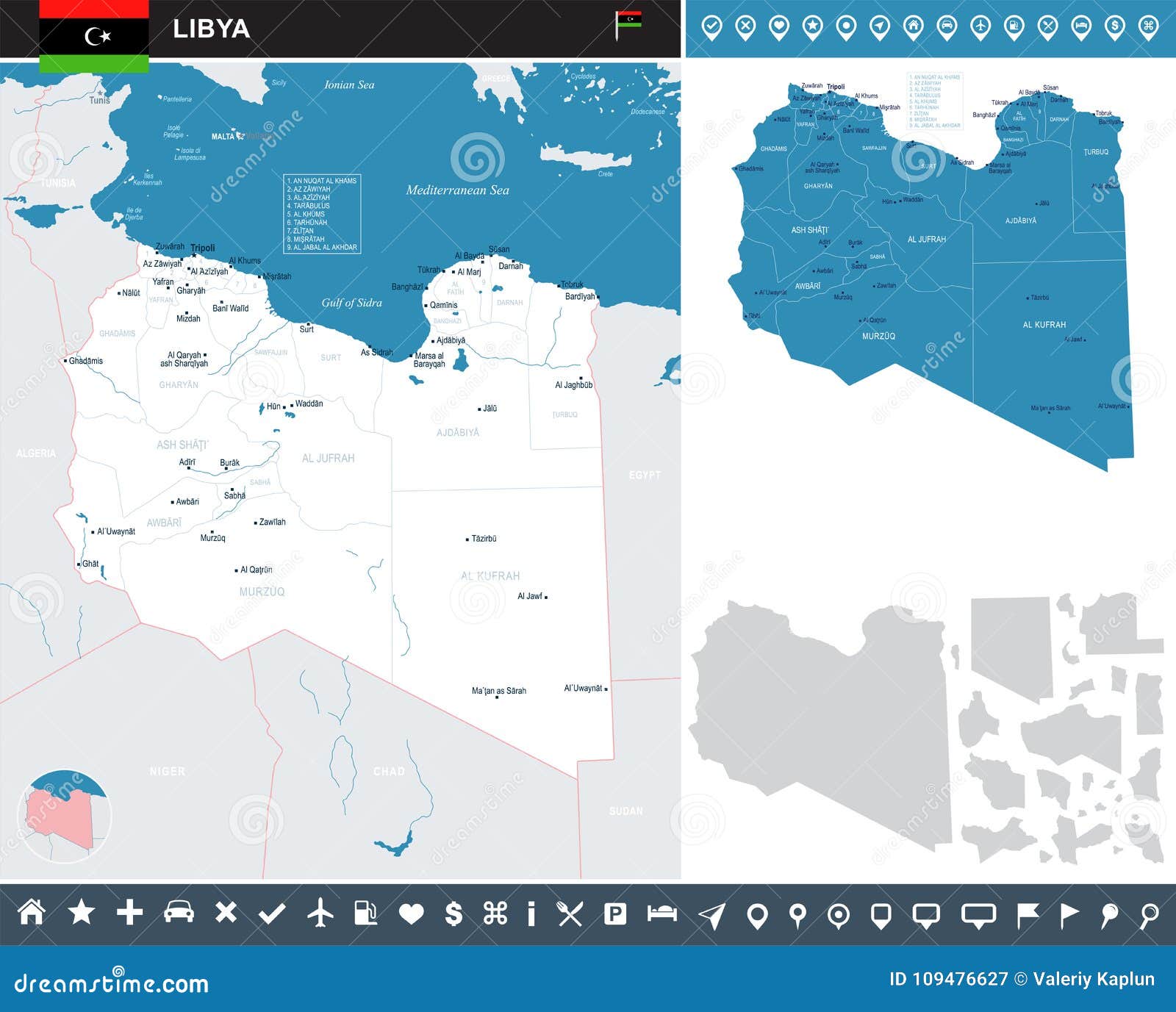 Libya - Infographic Map - Detailed Vector Illustration Stock ...