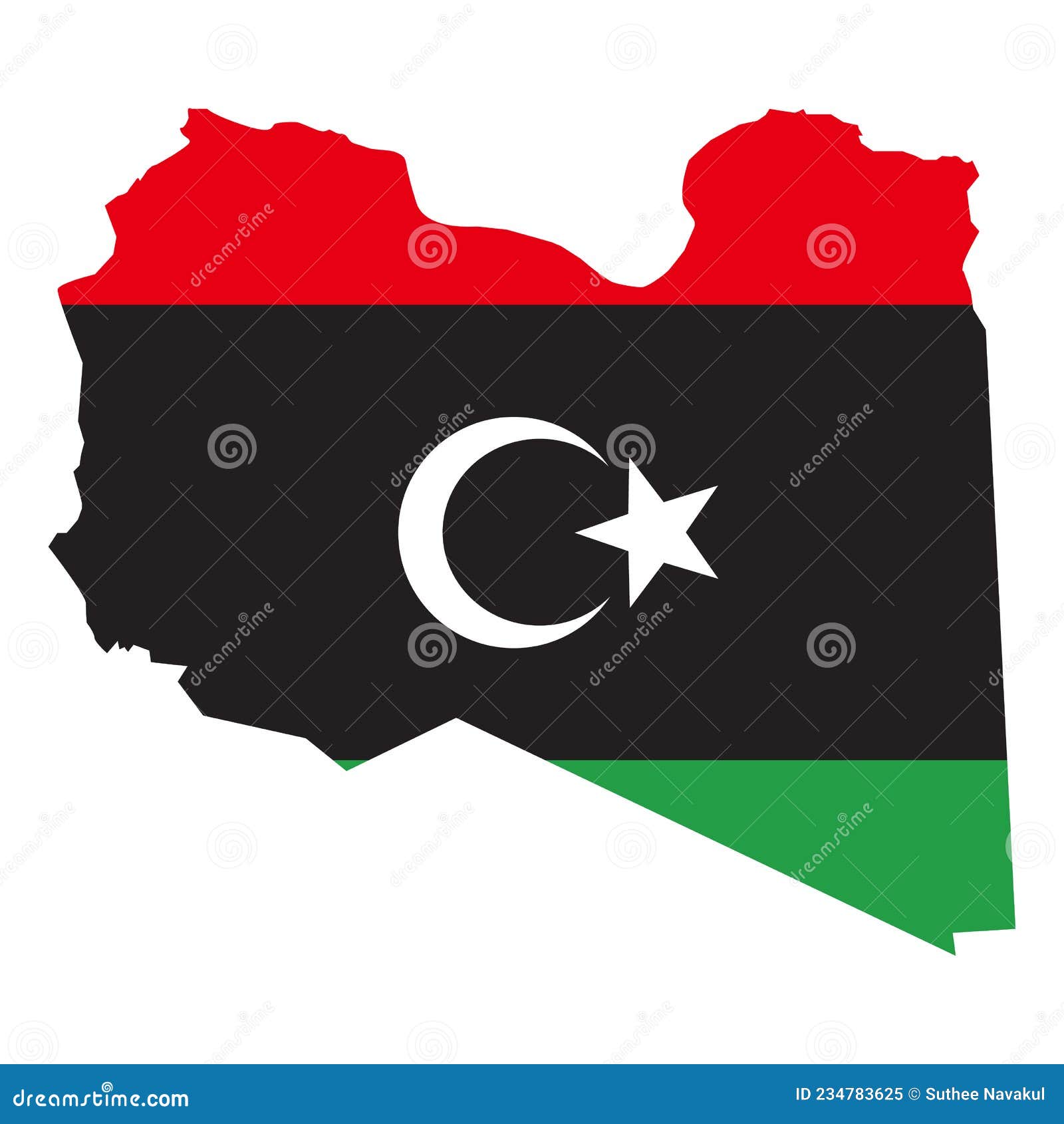 Libya Map and Flag on White Background. Libya National Map with Flag ...