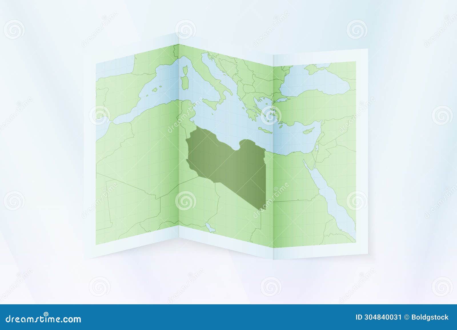 Libya Map, Folded Paper with Libya Map Stock Vector - Illustration of ...