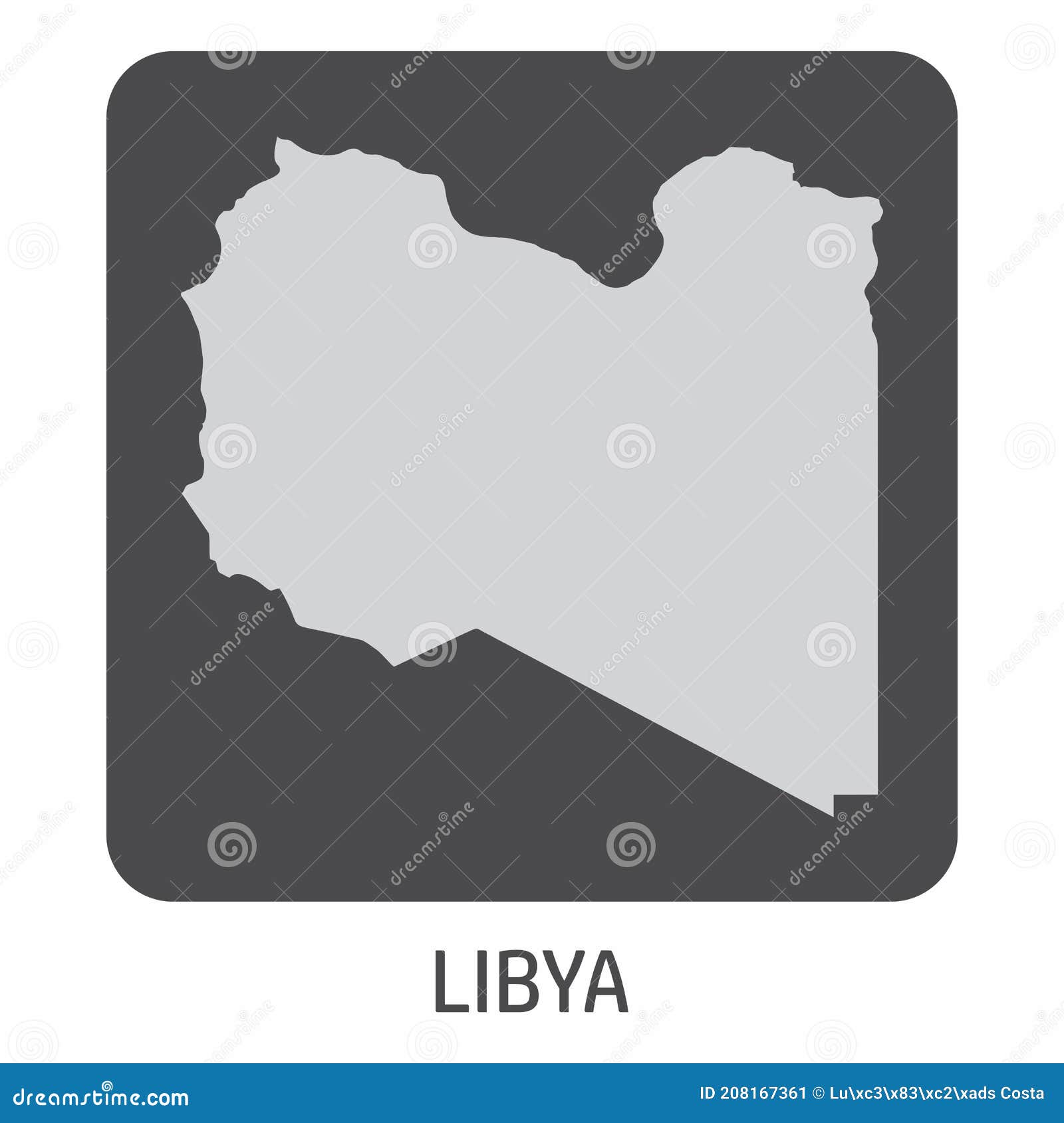 Libya map icon stock vector. Illustration of contour - 208167361