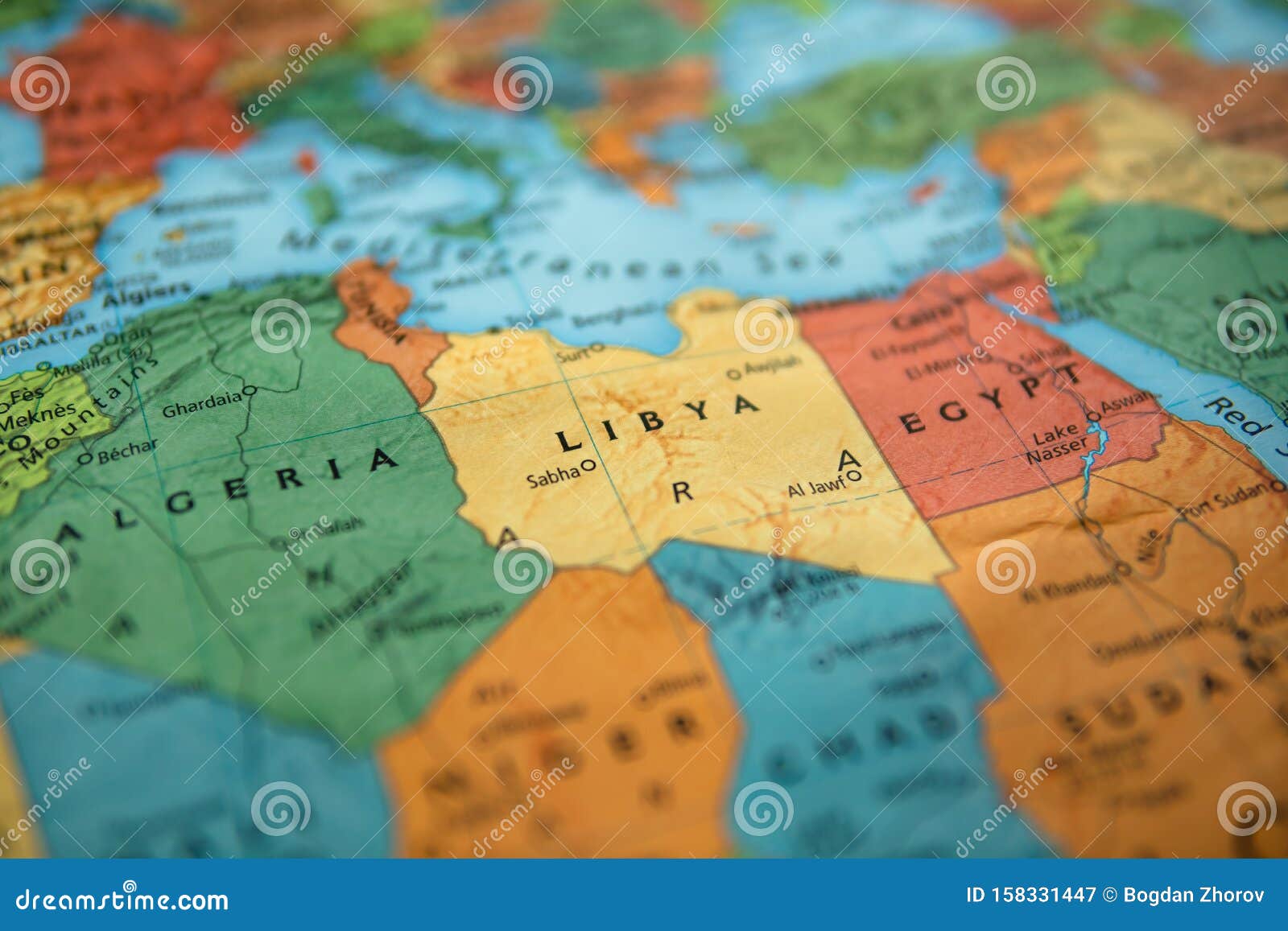 Libya on a map stock image. Image of colourful, geography - 158331447