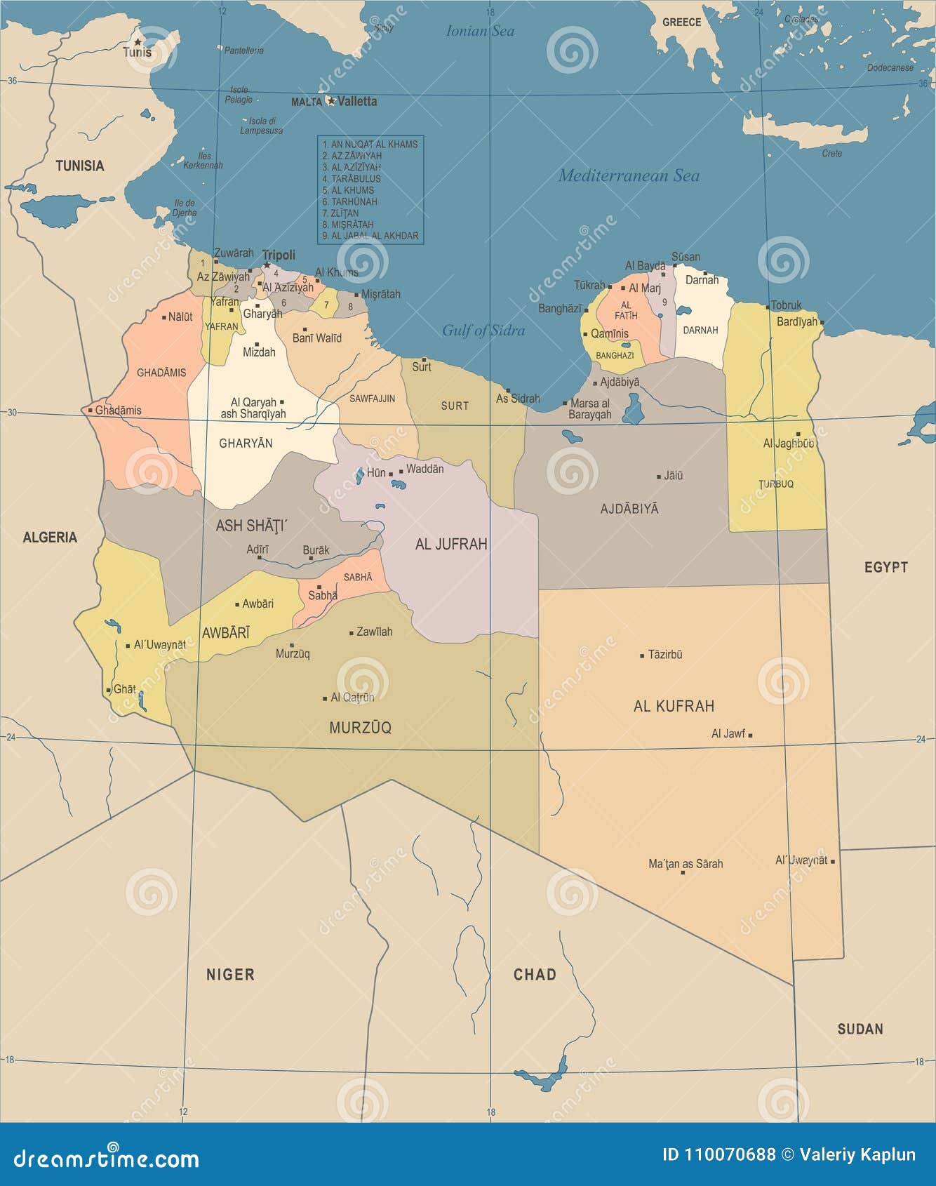 Libya Map - Vintage Detailed Vector Illustration Stock Illustration ...