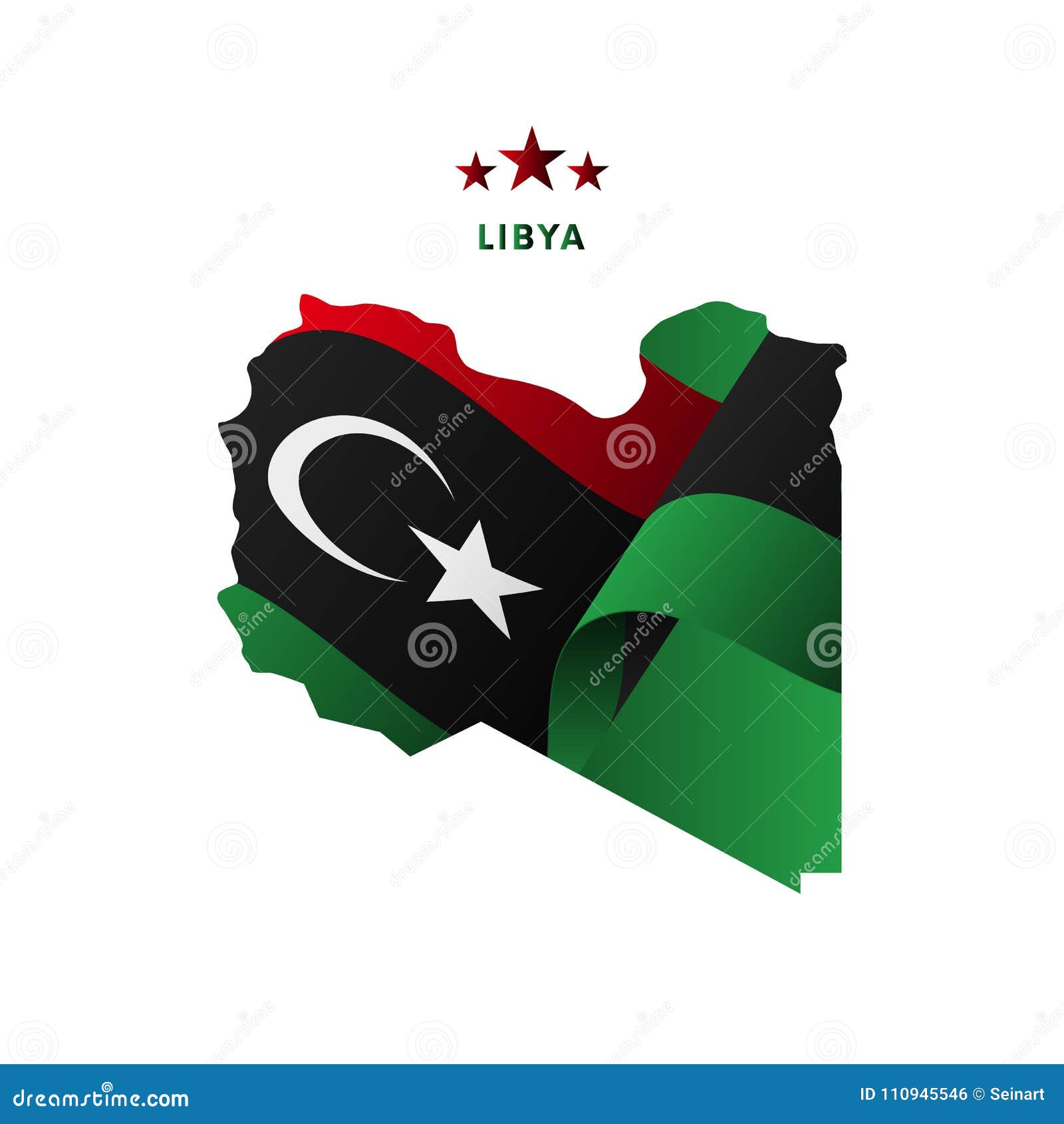Libya Map with Waving Flag. Vector Illustration. Stock Vector ...