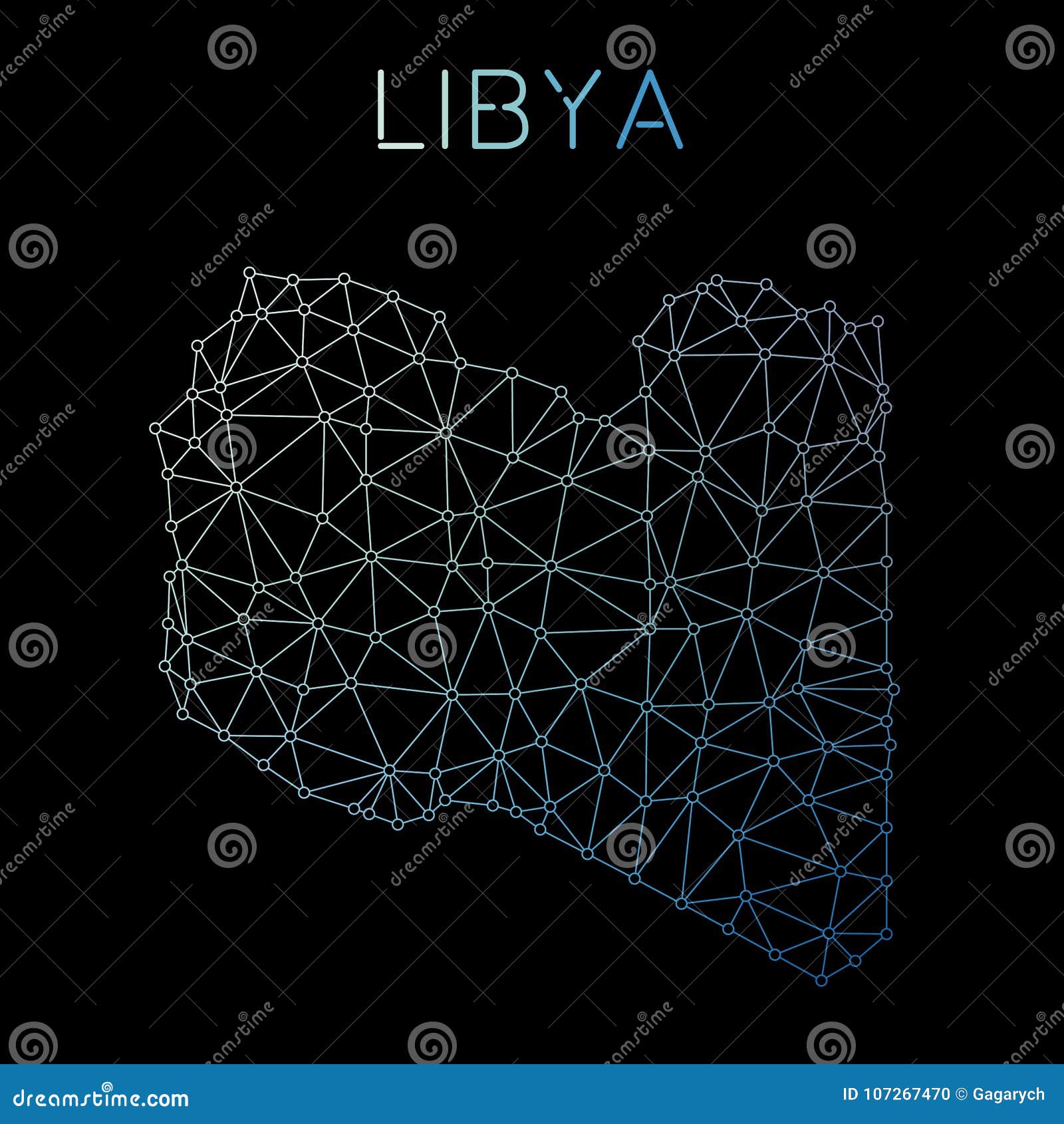 Libya network map. stock vector. Illustration of cartography - 107267470