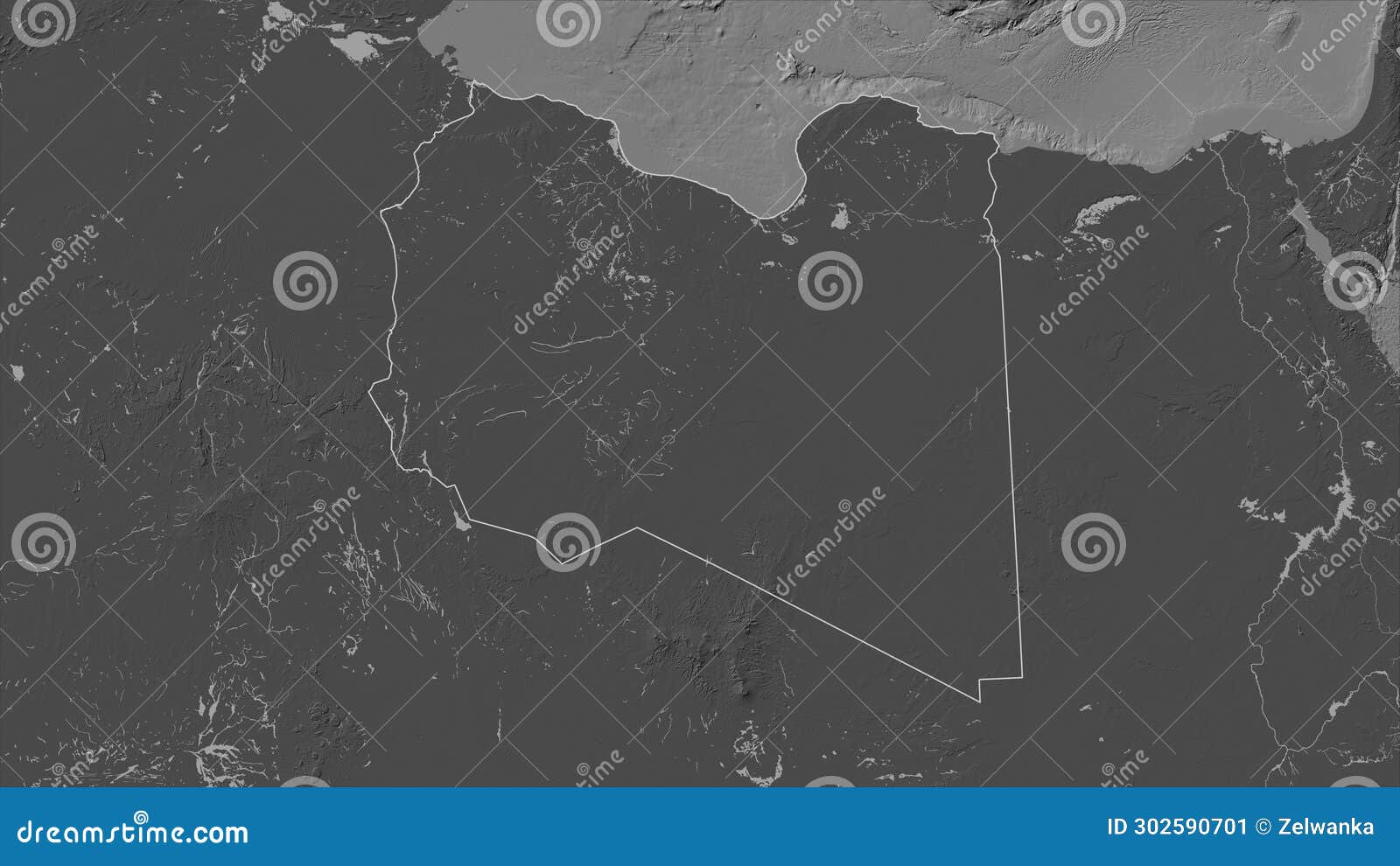 Libya outlined. Bilevel stock illustration. Illustration of geography ...