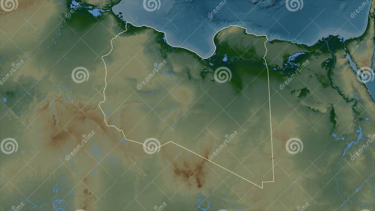 Libya outlined. Physical stock illustration. Illustration of continent ...