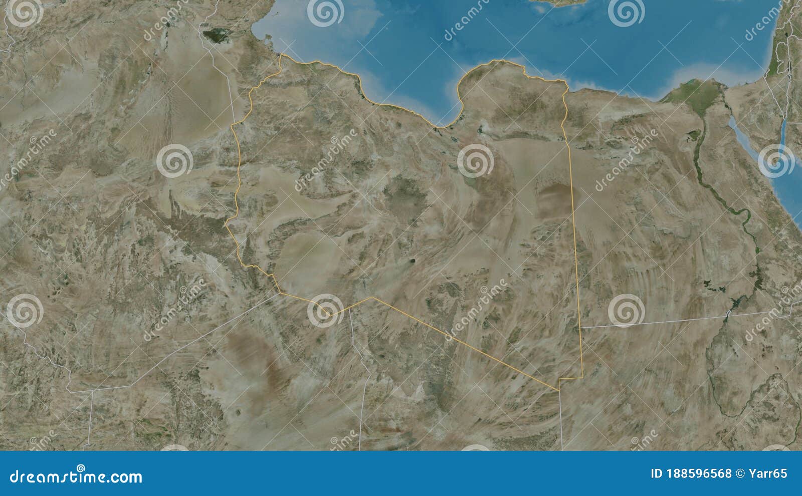 Libya - Overview. Satellite Stock Illustration - Illustration of border ...