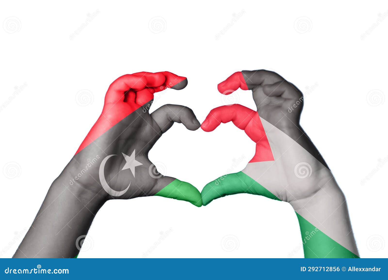 Libya Palestine Heart, Hand Gesture Making Heart Stock Photo - Image of ...