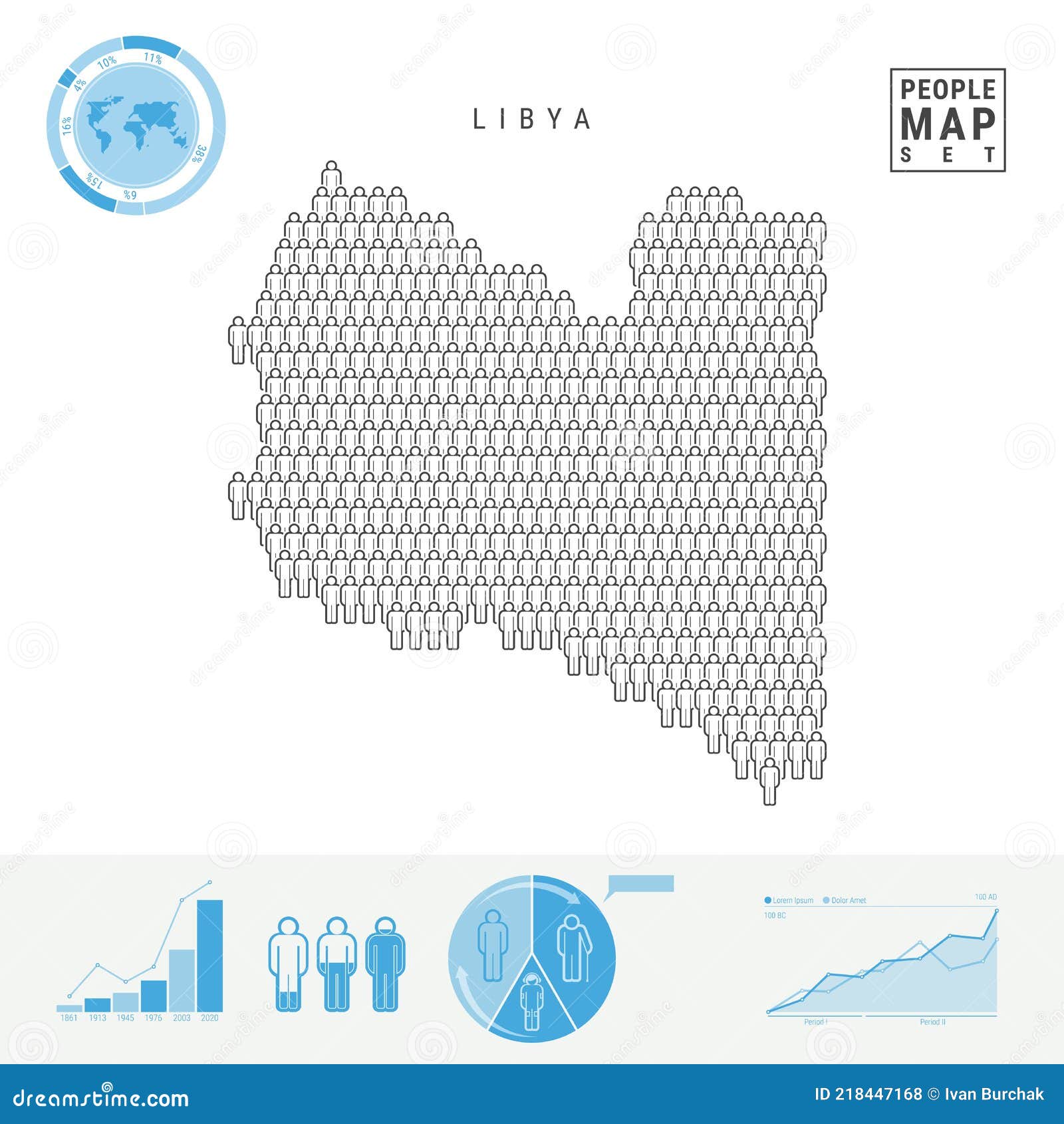 Libya People Icon Map. Stylized Vector Silhouette of Libya. Population ...