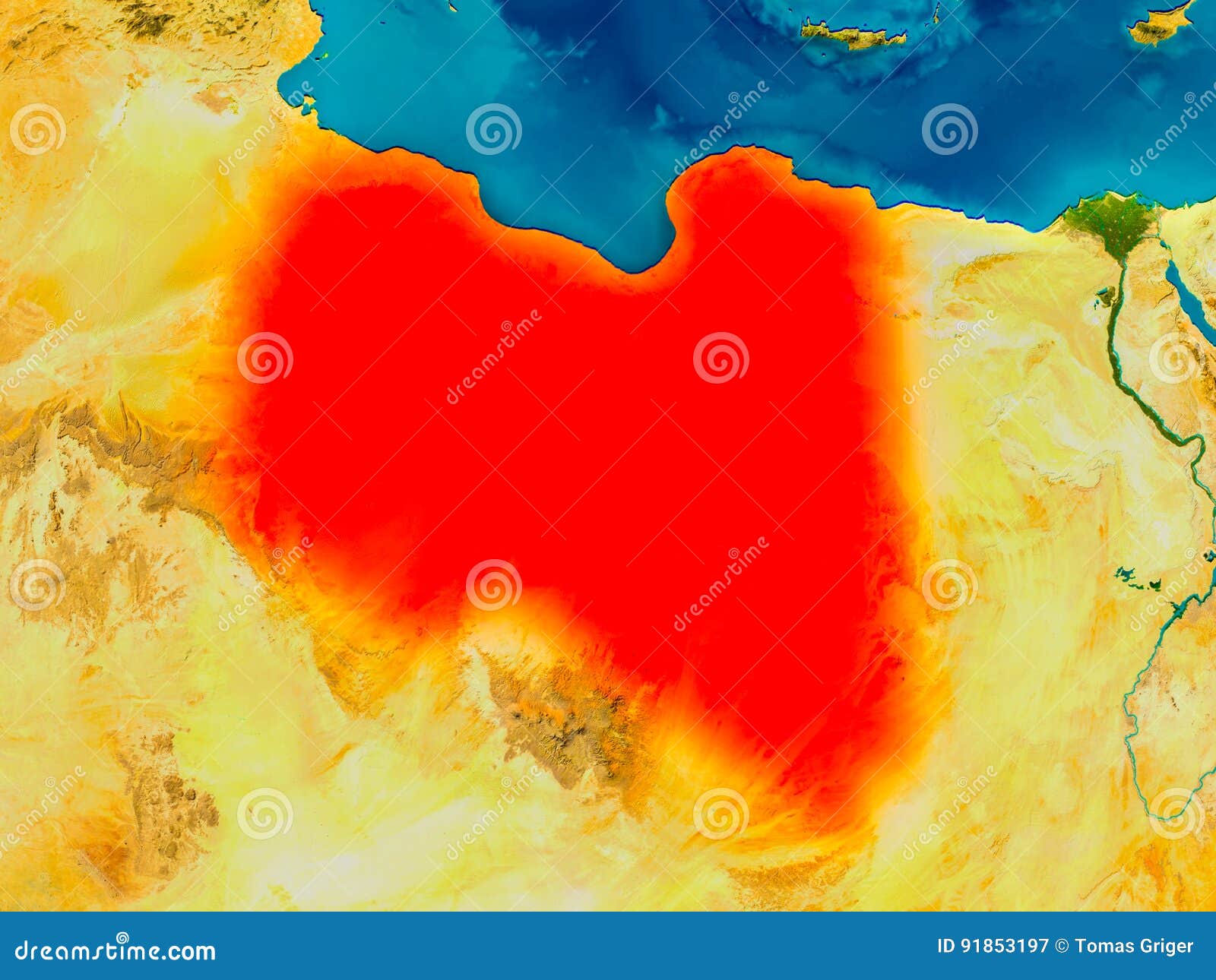 Libya on physical map stock illustration. Illustration of africa - 91853197