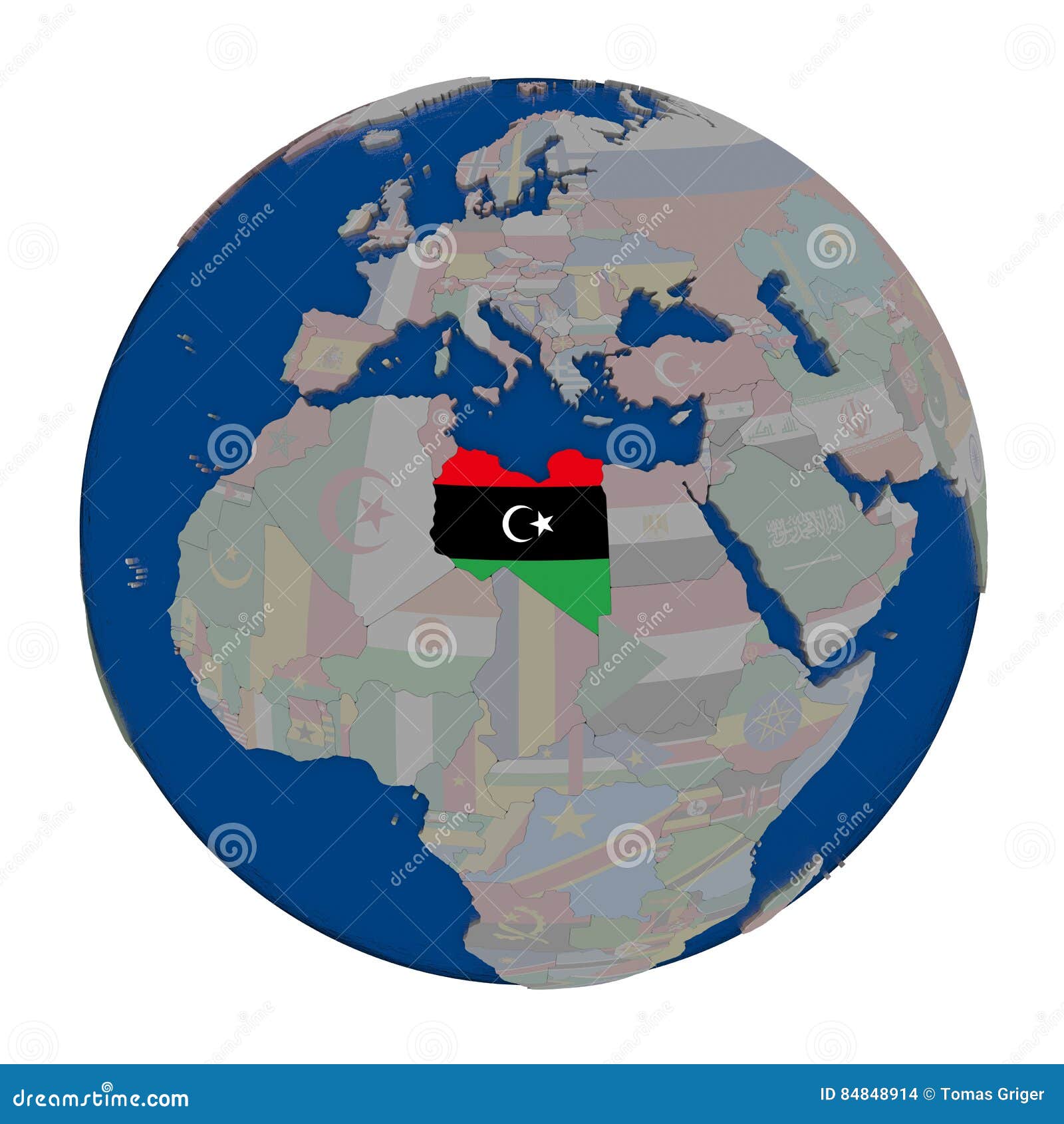 Libya on political globe stock illustration. Illustration of globe ...